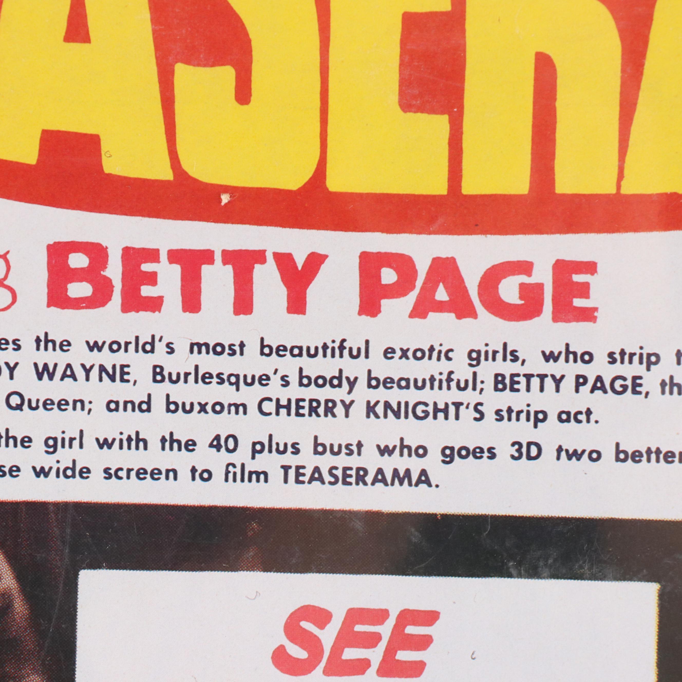 "Teaserama" Featuring Betty Page Offset Lithograph Poster | EBTH