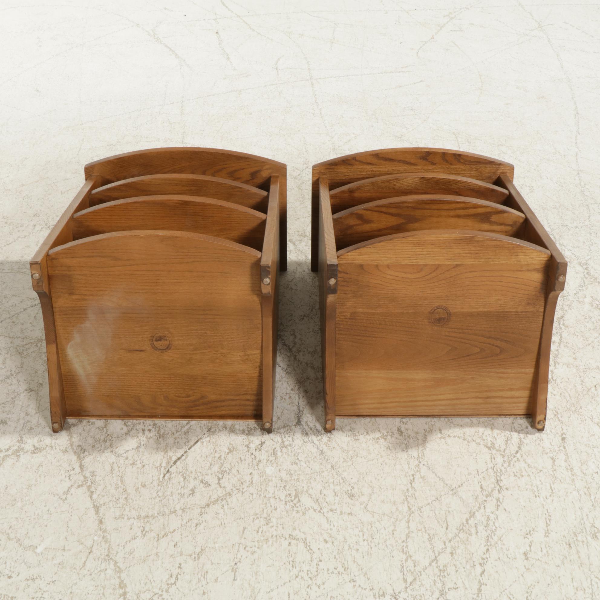 Pair of Levenger Arts & Crafts Style Oak "Reader's End Table" Bookcases ...