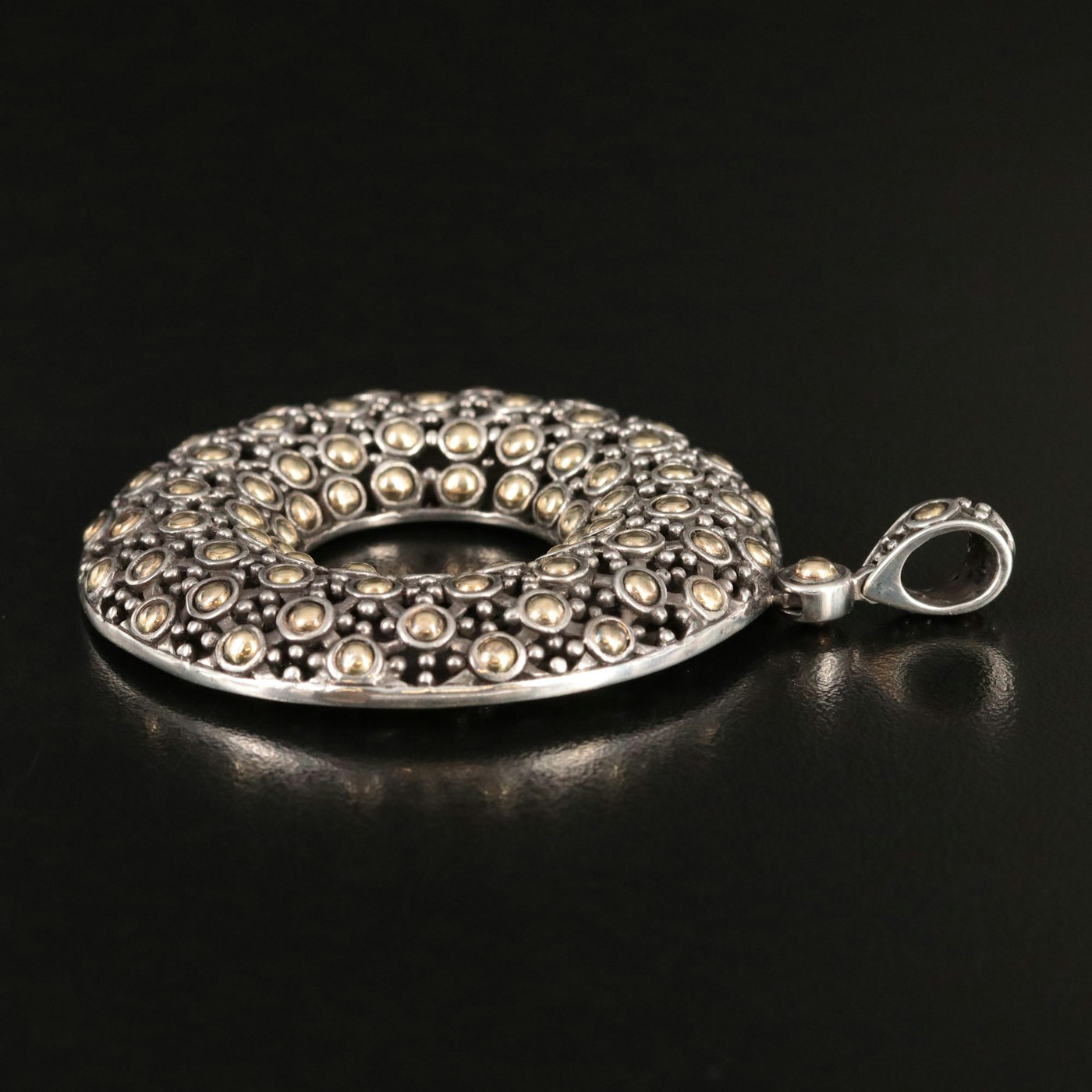 John Hardy Jaisalmer Dot Sterling and 18K Round Pendant | EBTH John Hardy Jaisalmer Dot Sterling and 18K Round Pendant | EBTH