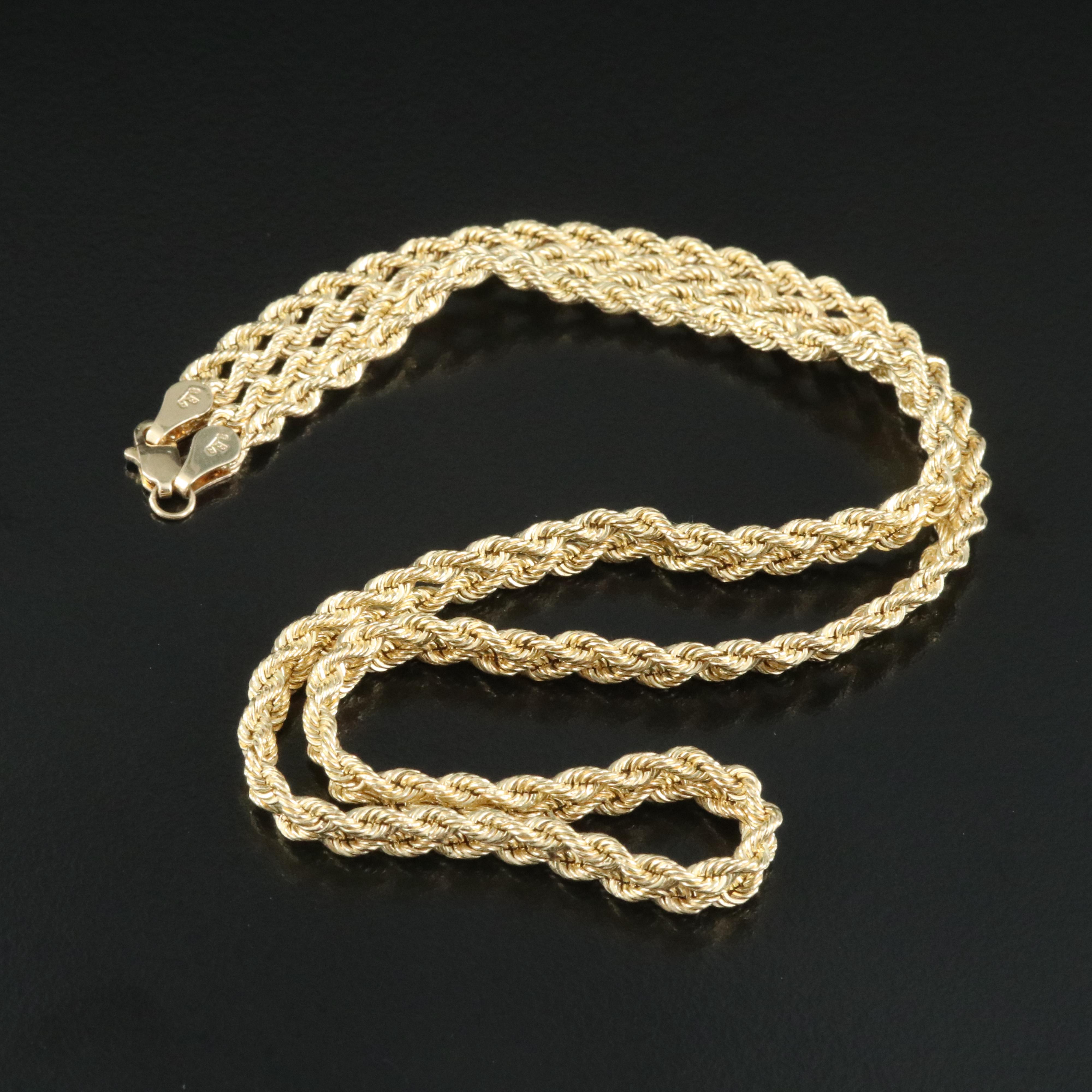 14K Double Braided Rope Chain Necklace | EBTH