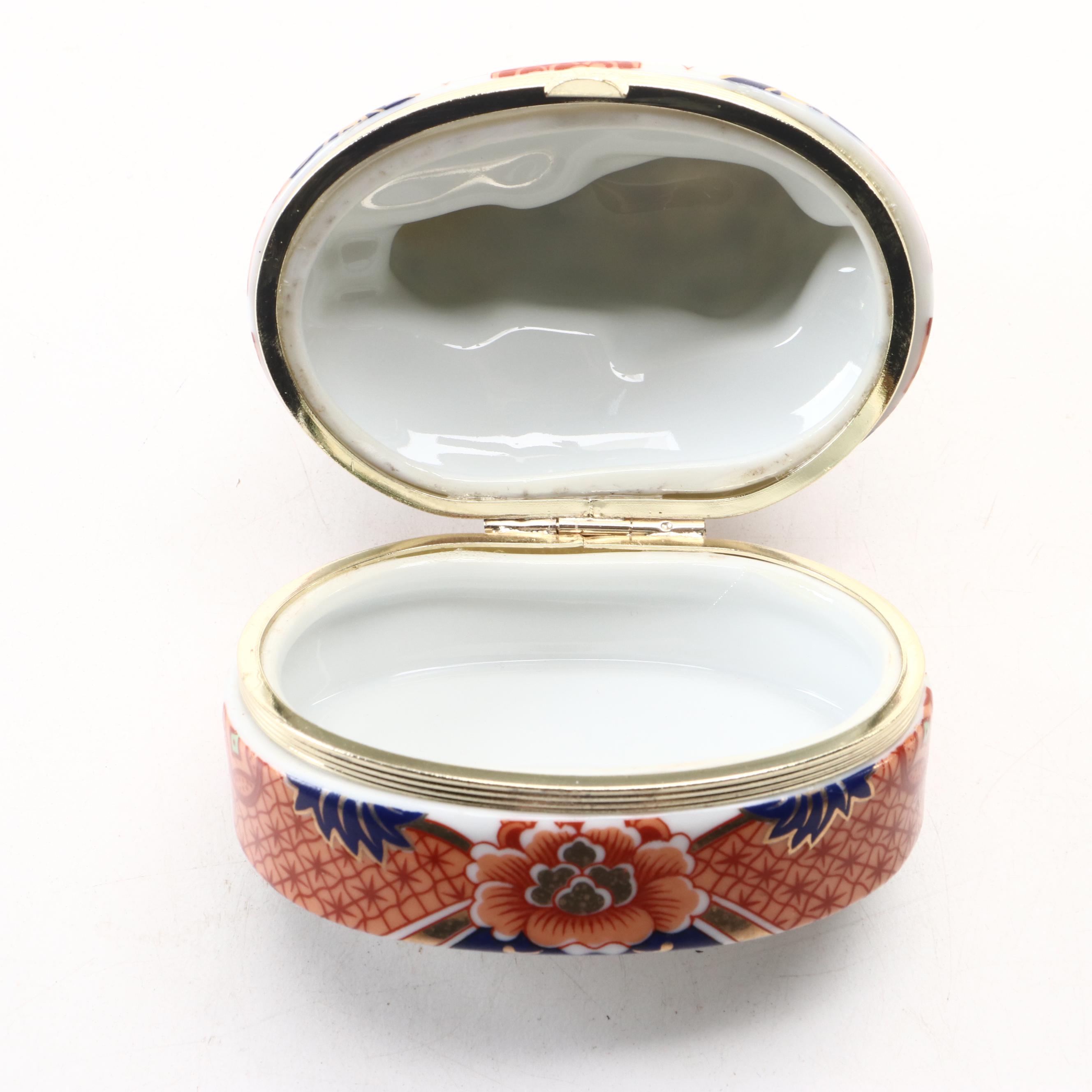 Floral Rabbit Form Porcelain Box and Repoussé Metal Decorative Box | EBTH