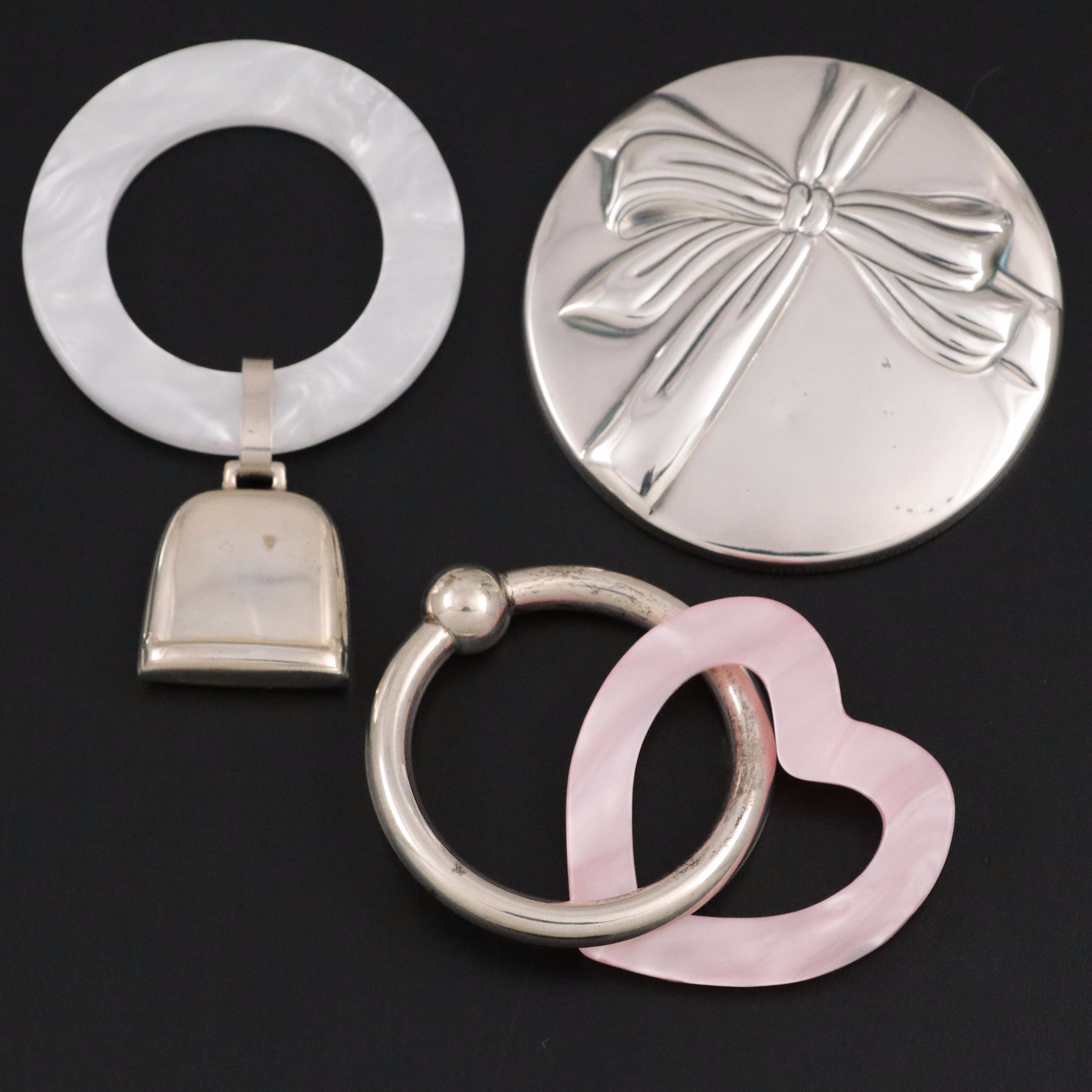 Tiffany & Co. Sterling Silver and Resin Baby Rattles with Silver Plate ...