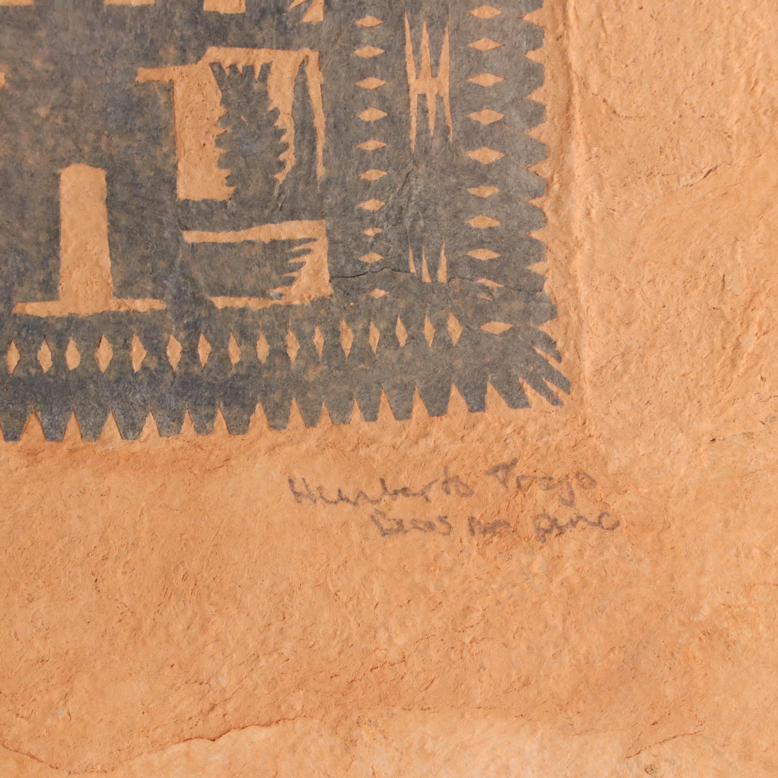 Humberto Trejo González Papel Amate with Sun, Figure, and Animal Motifs ...