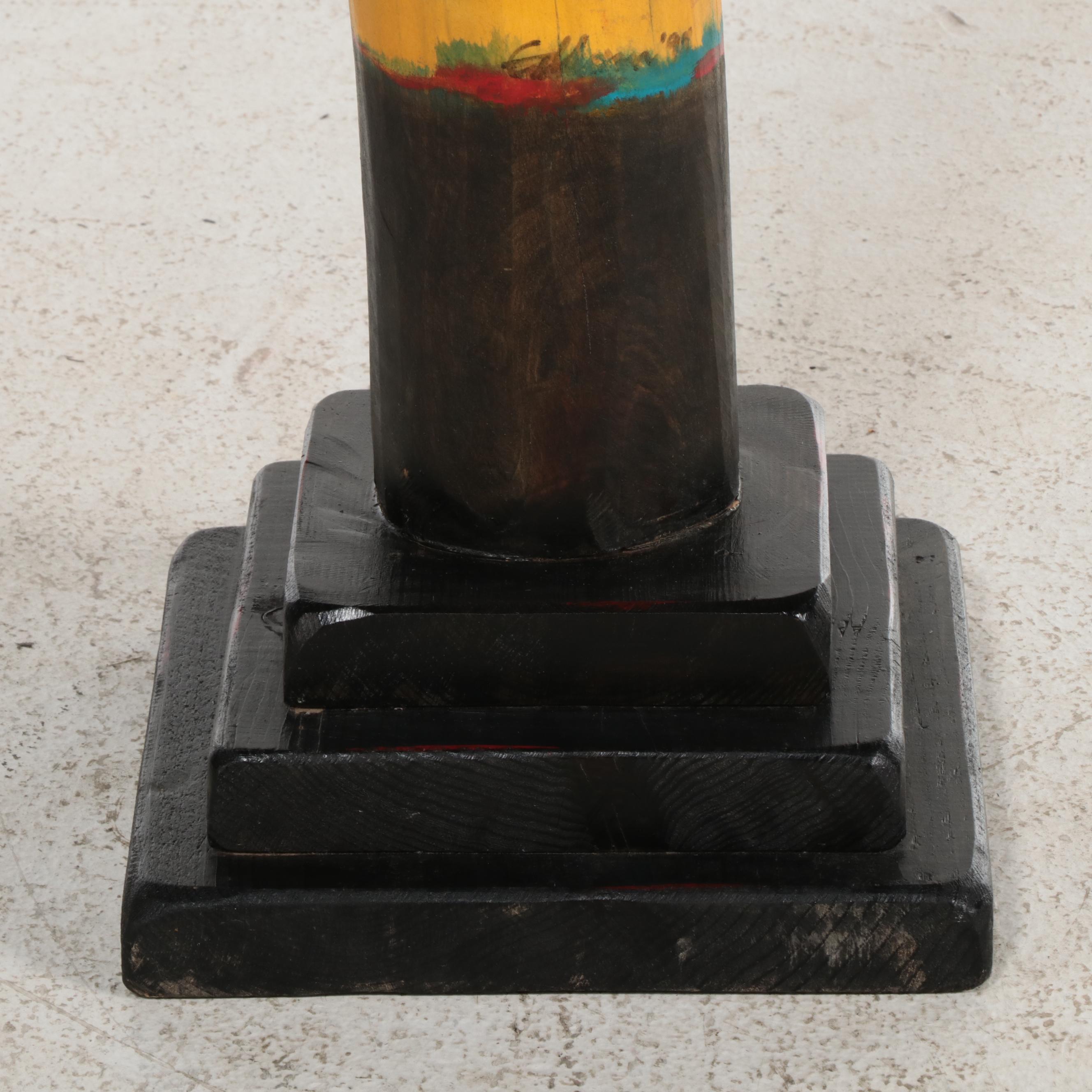 John Geldersma Large-Scale Totemic "Spirit Pole" Polychrome Wood ...