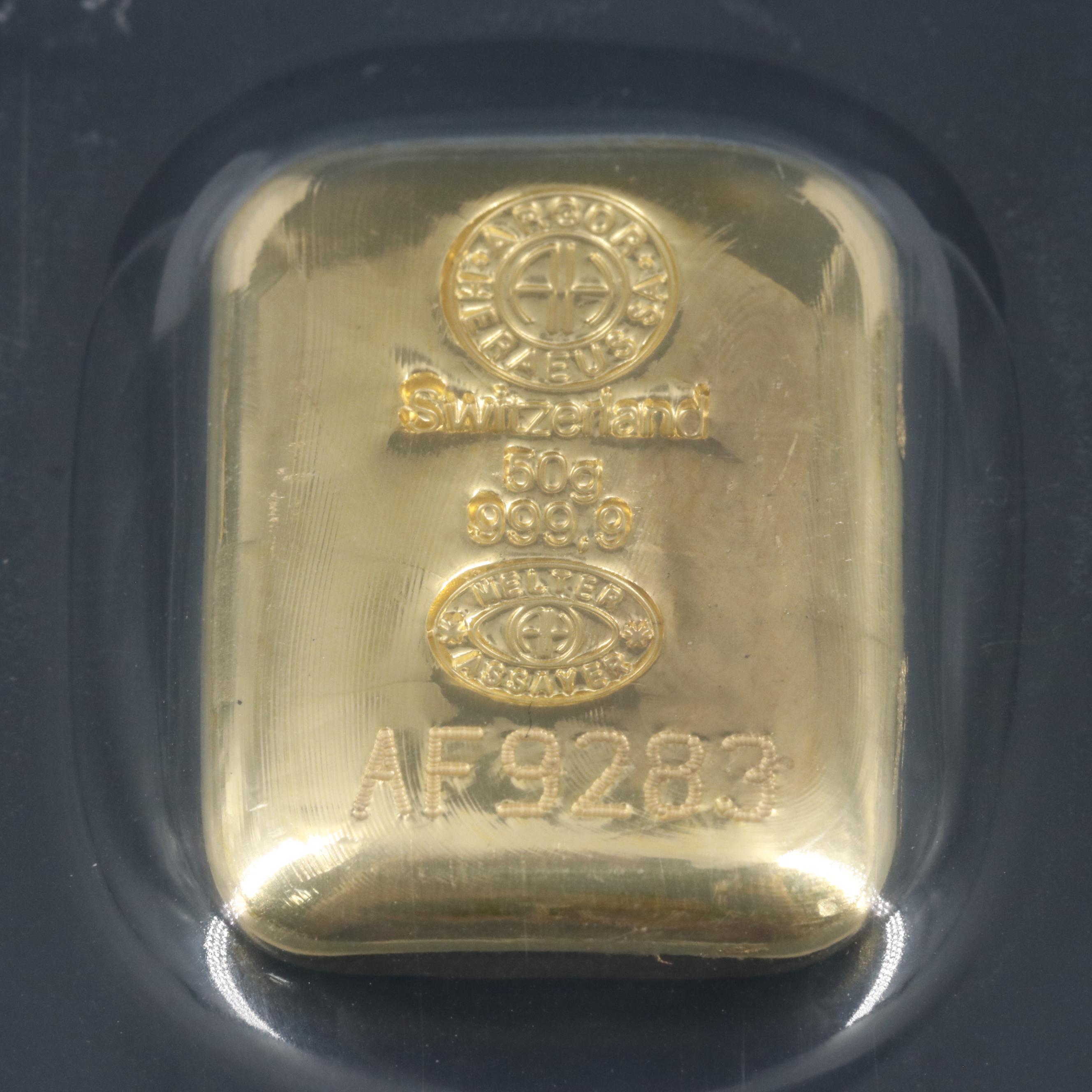 Argor-Heraeus Fifty Grams .9999 Fine Gold Bar | EBTH