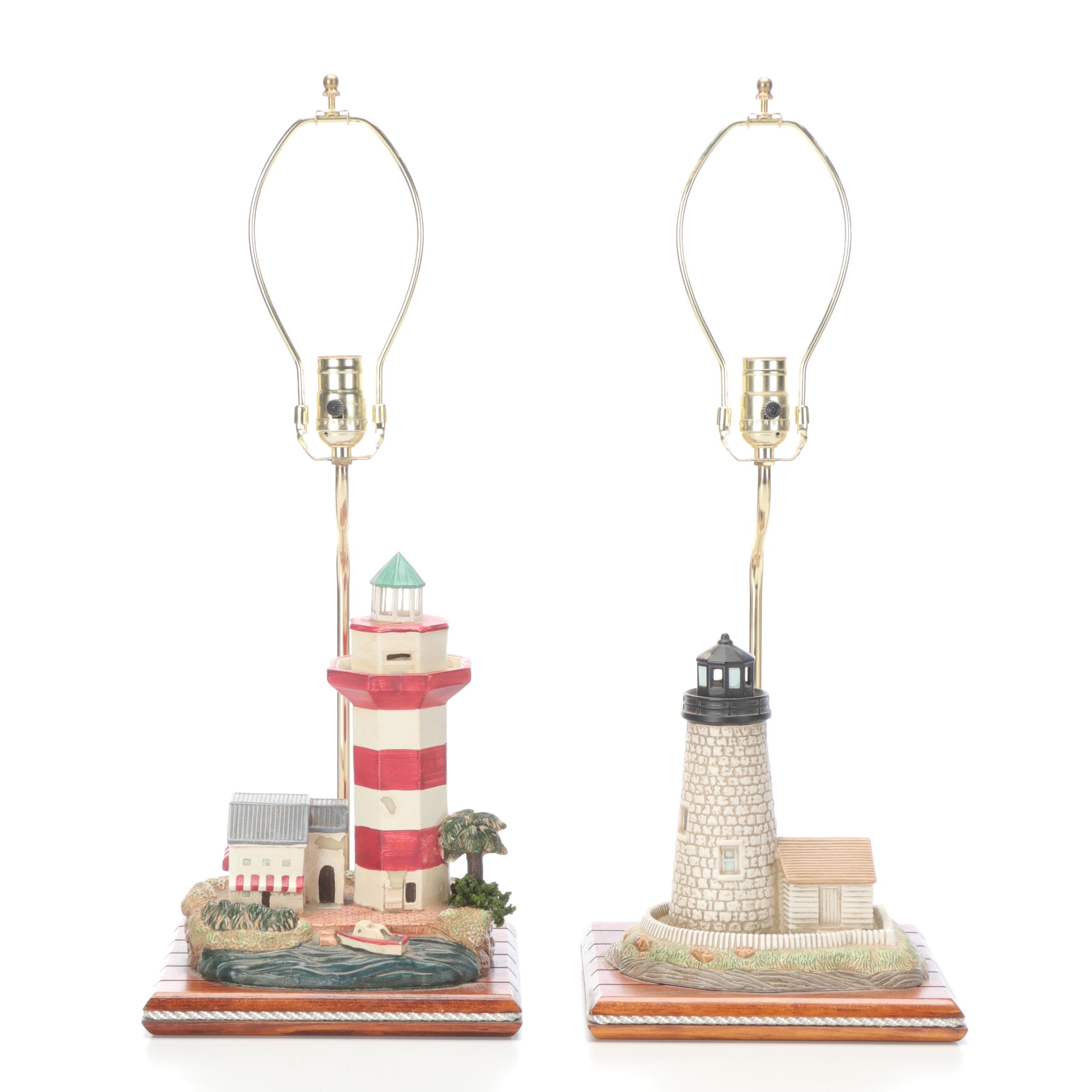 Resin and Brass Lighthouse Table Lamps | Everything But The House