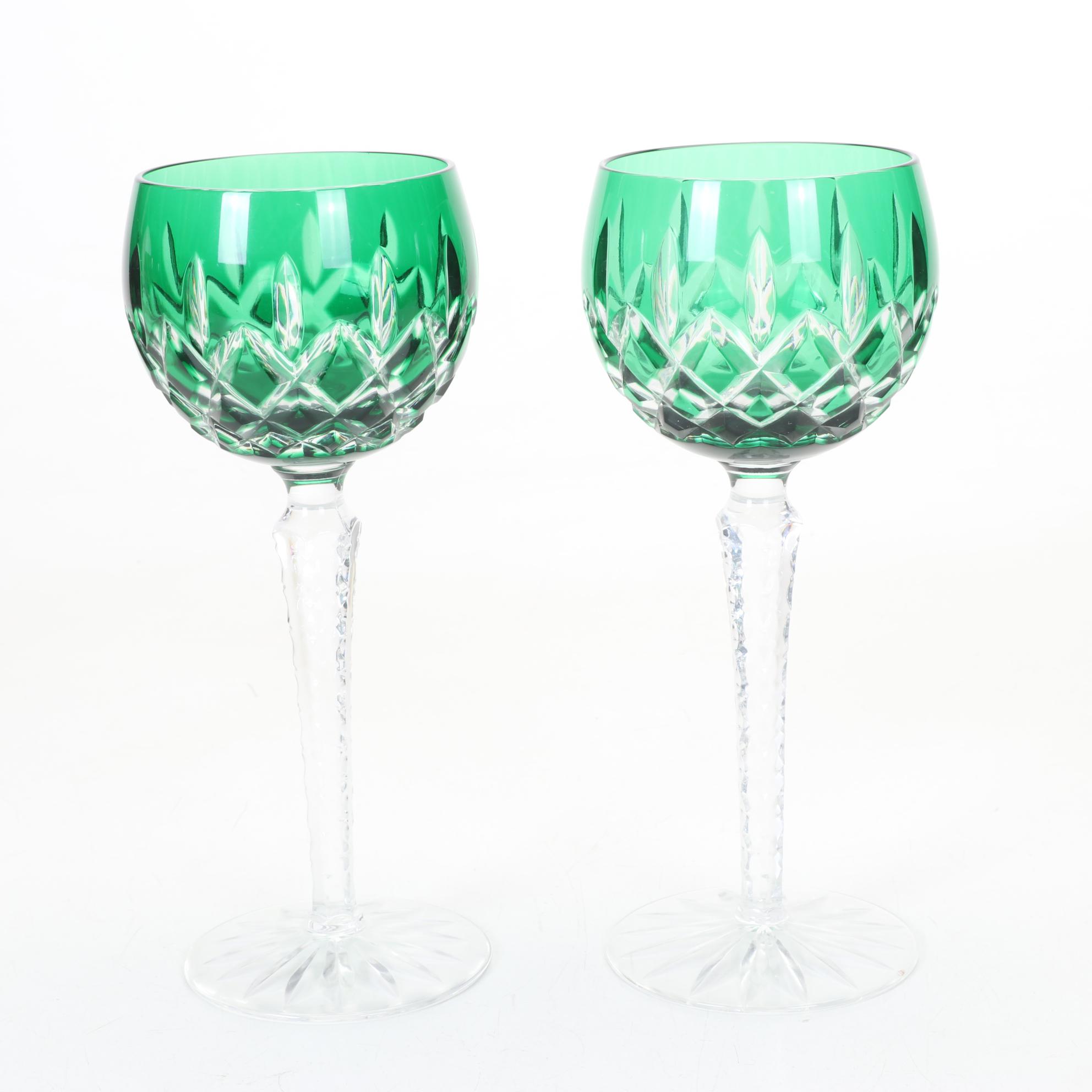 Ajka "Arabella" Jewel Toned Crystal Hock Wines, Set of Nine | EBTH