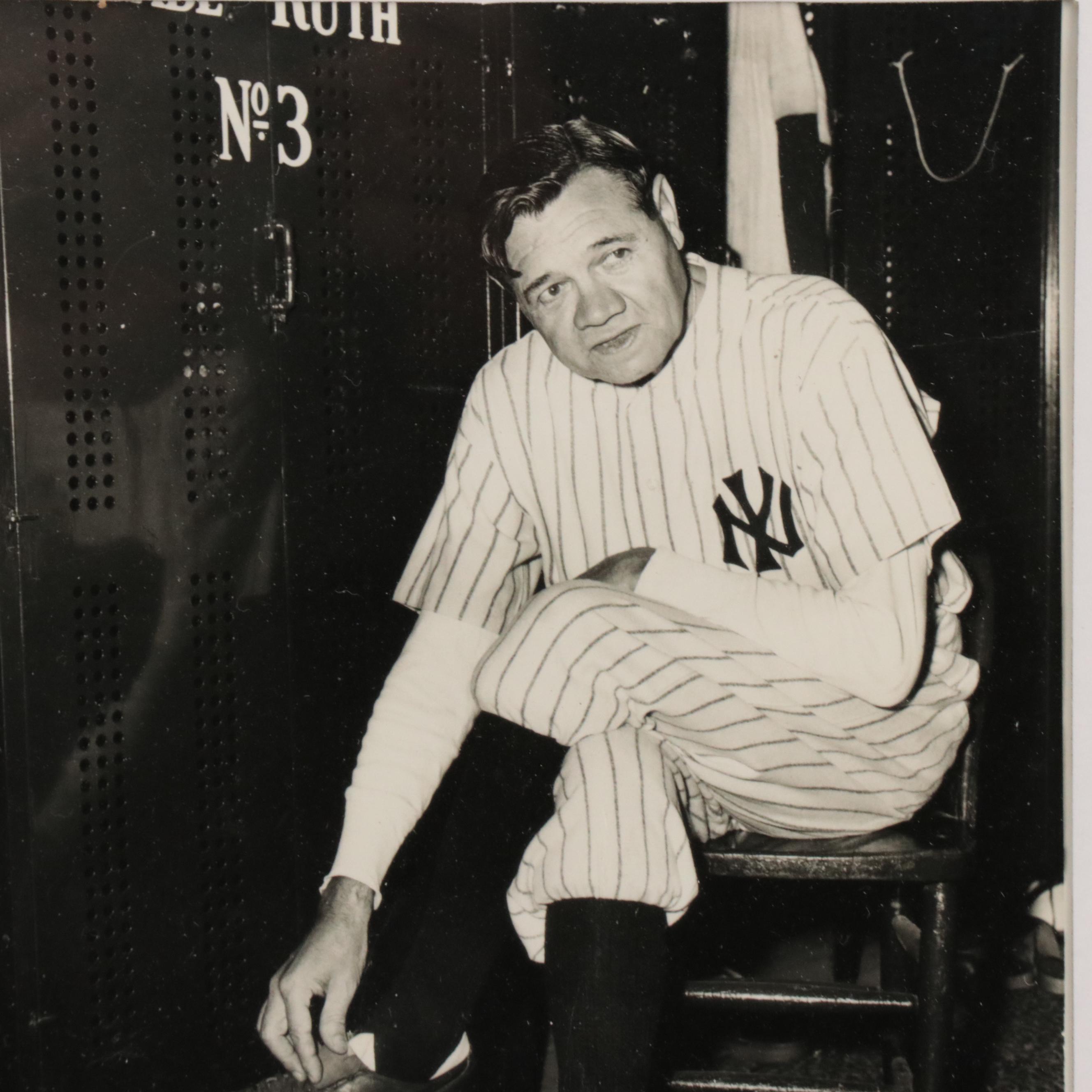 New York Yankees Locker Room Baseball Print Featuring Babe Ruth | EBTH