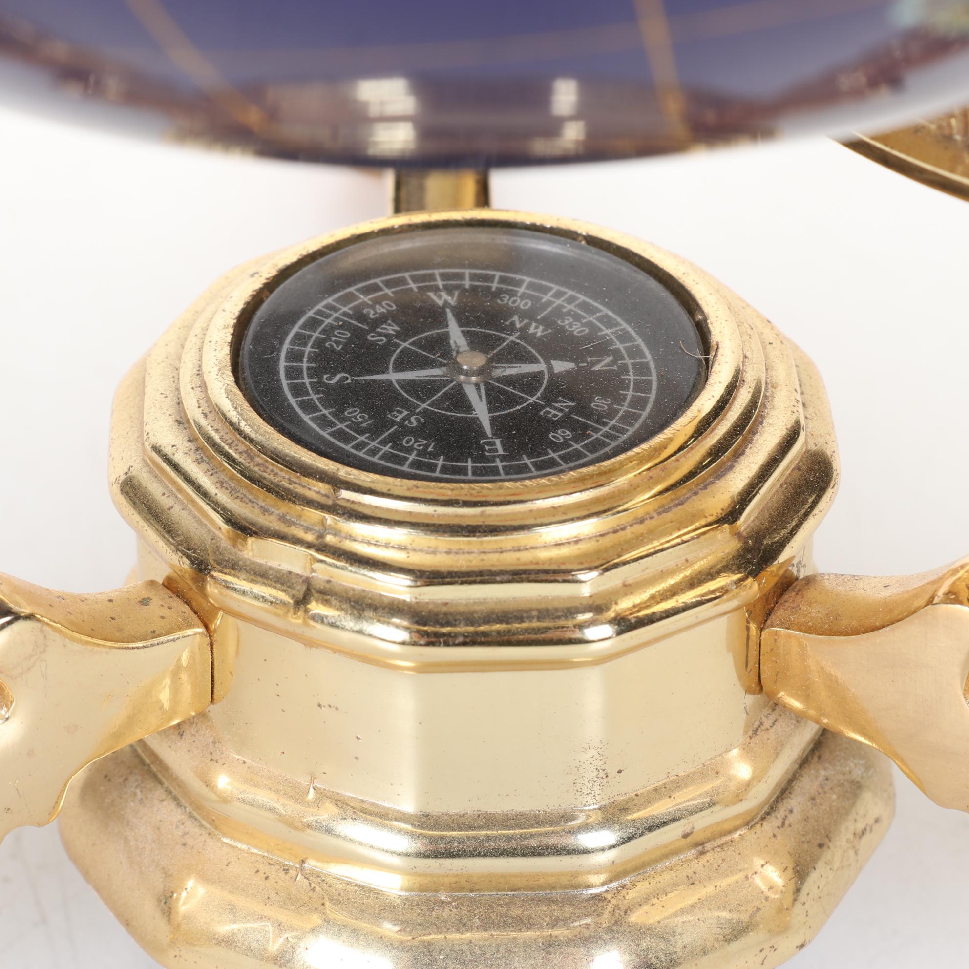 Abalone, Marble, Jasper and More Gemstone Inlay World Globe with ...