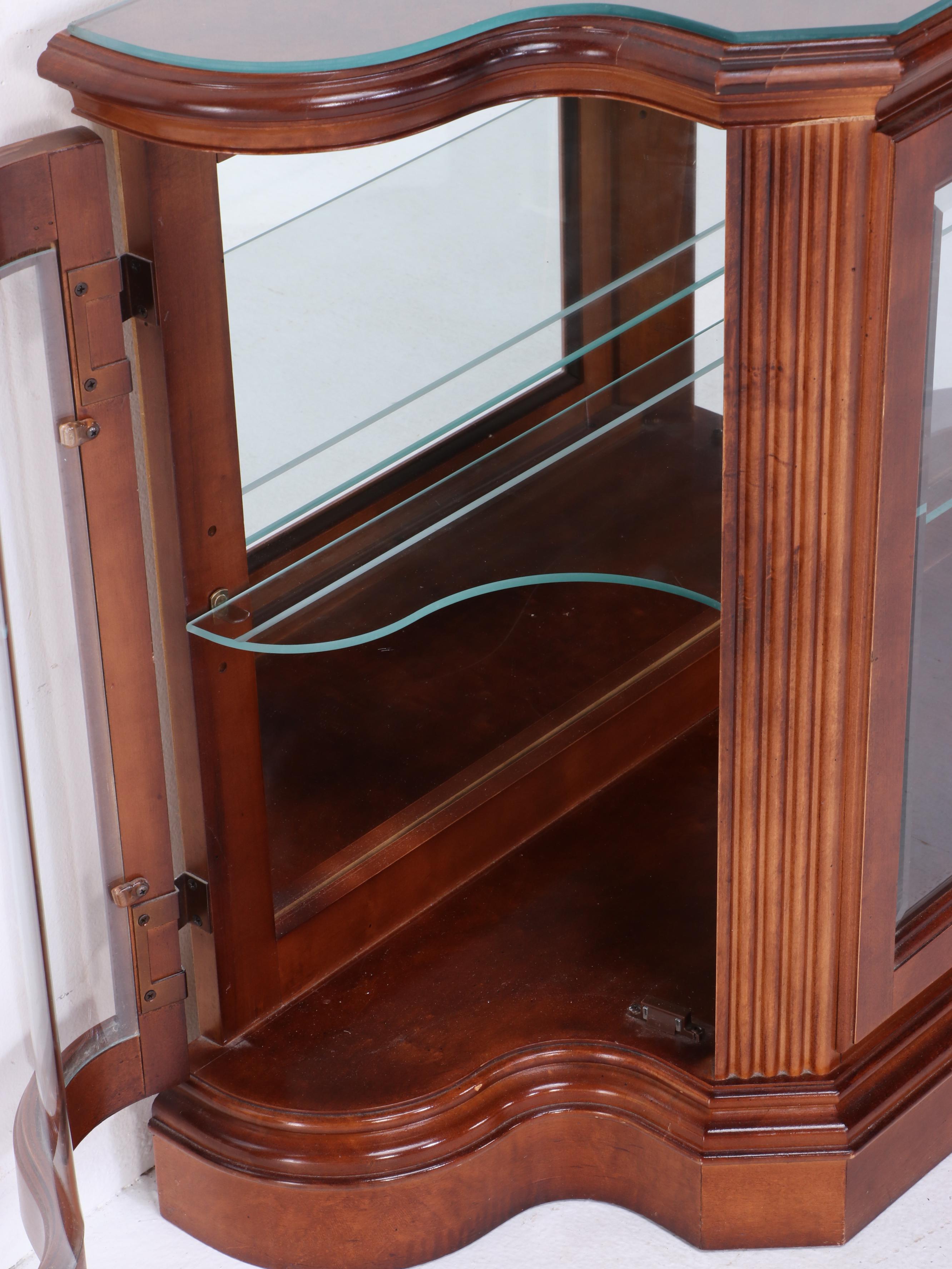 Illuminated Hardwood and Glass Display Cabinet with Wall Mirror ...