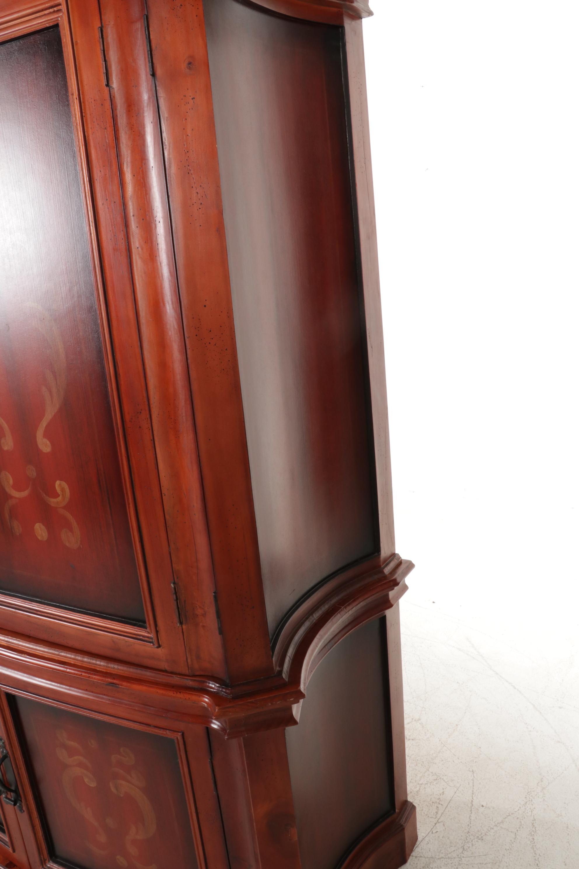 Arhaus Red-Stained and Paint-Decorated Pine Armoire | Everything But ...