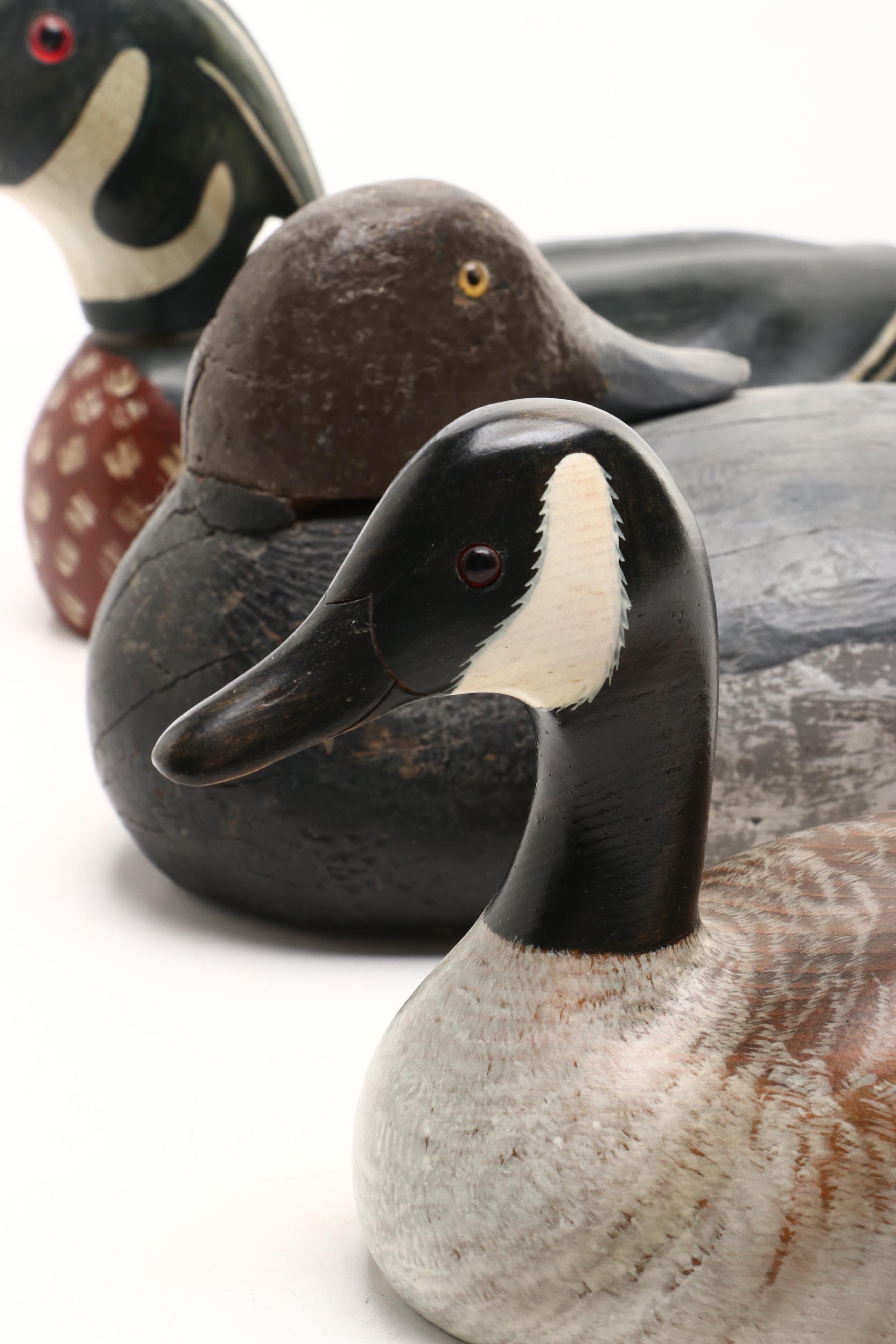 Wooden Canvasback Decoy with Other Hand-Painted Duck & Goose Decoys | EBTH