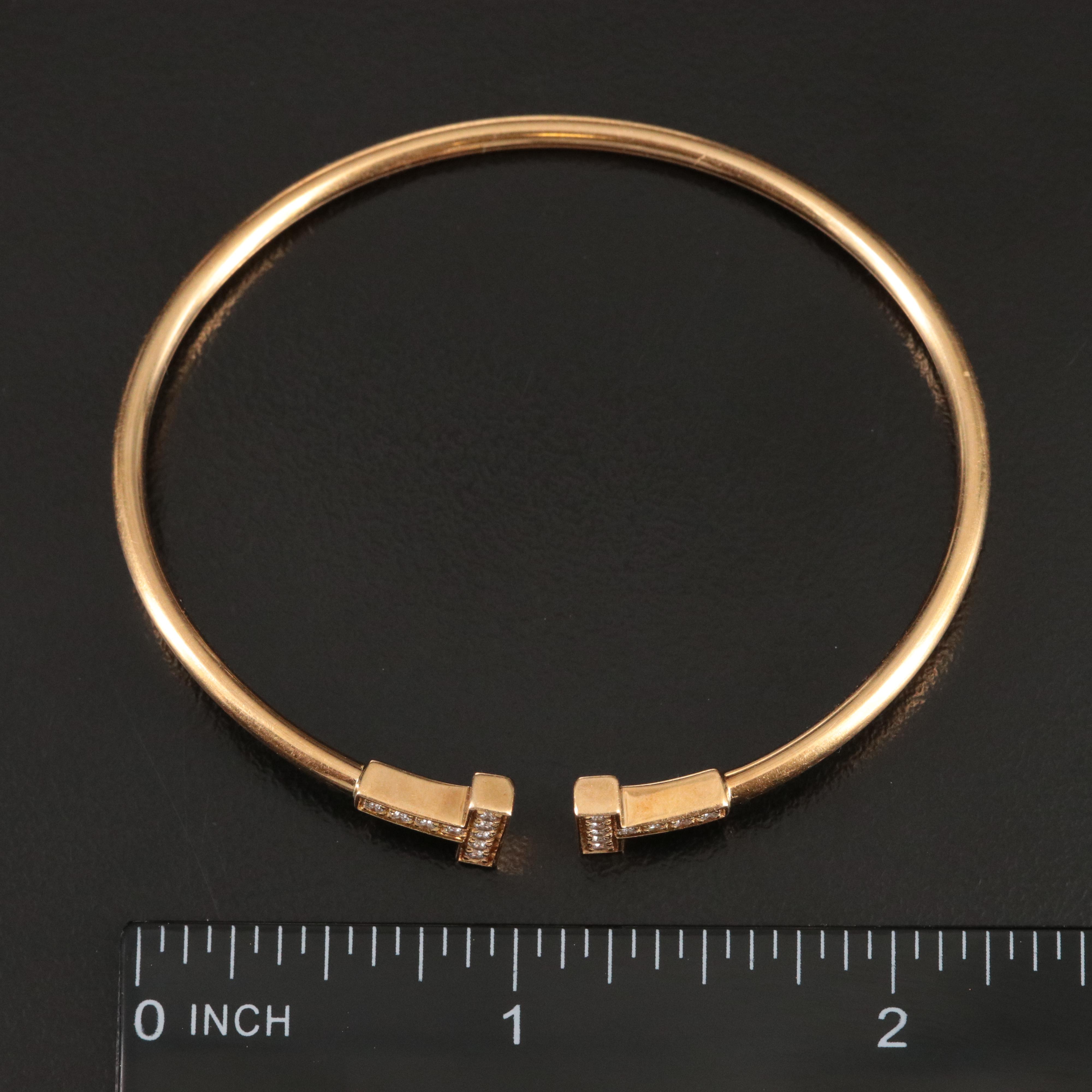 Tiffany & Co. 18K 0.36 CTW Diamond T Wire Flex Bracelet | EBTH