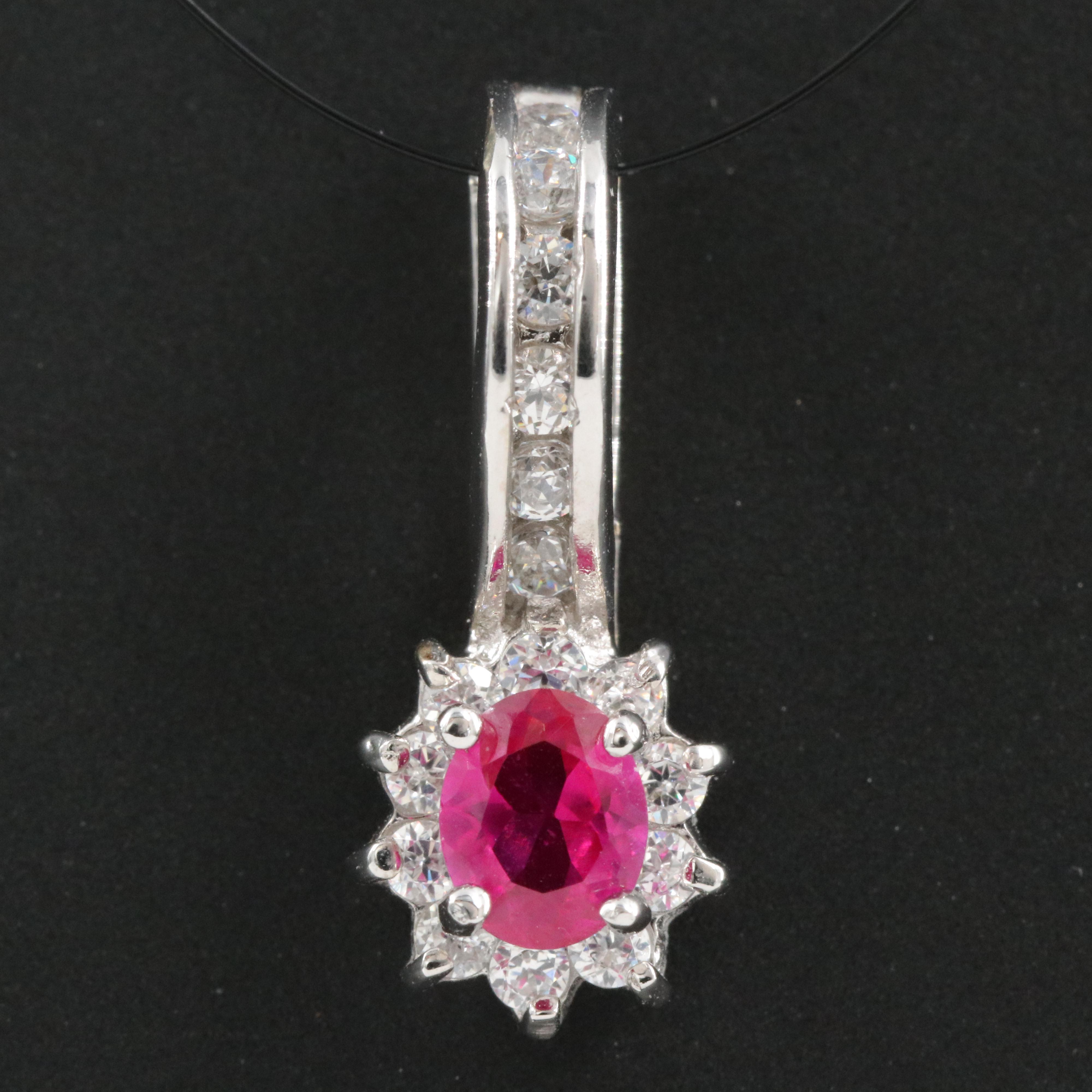 14K Ruby and CZ Enhancer Pendant | EBTH