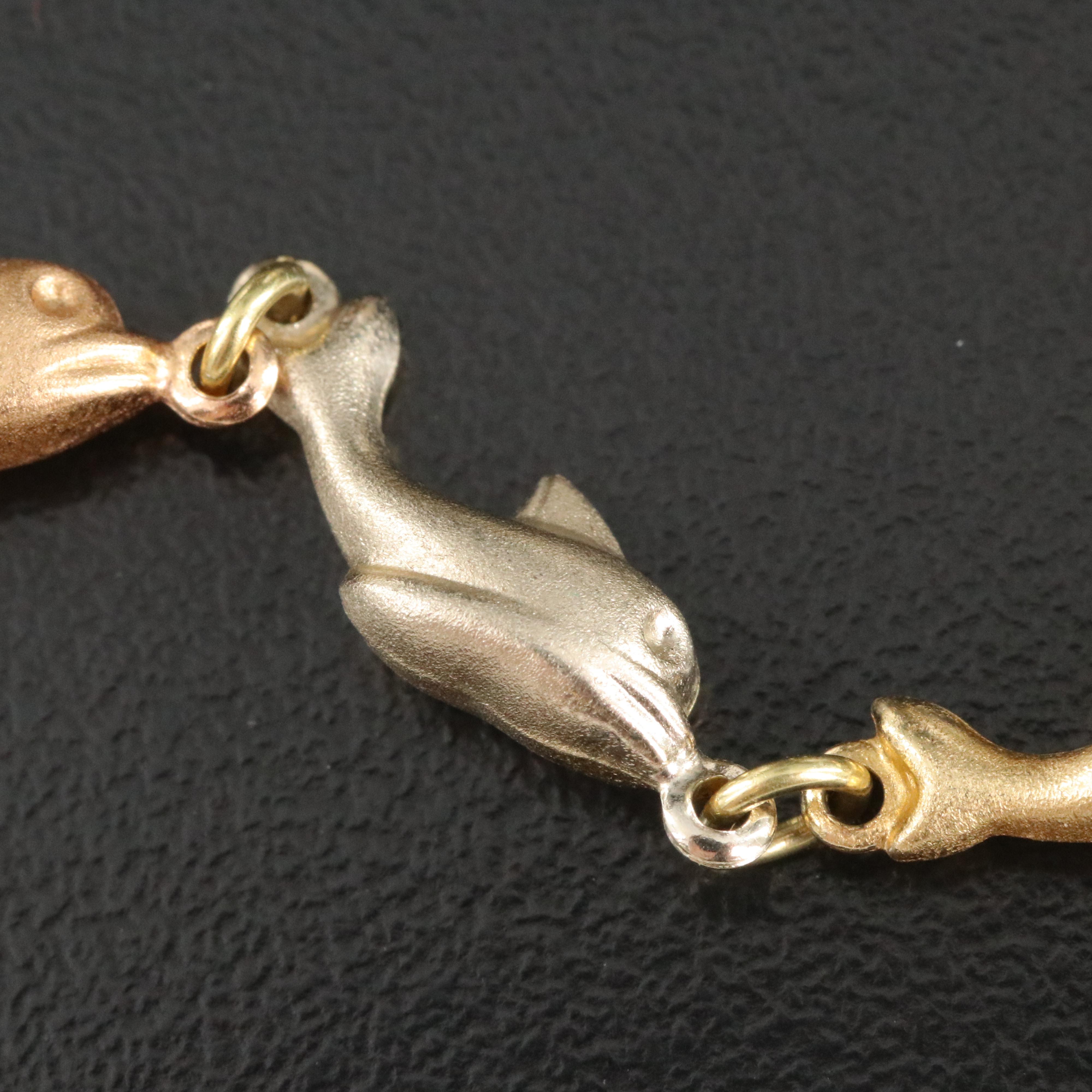 18K Tri-Color Dolphin Link Bracelet | EBTH