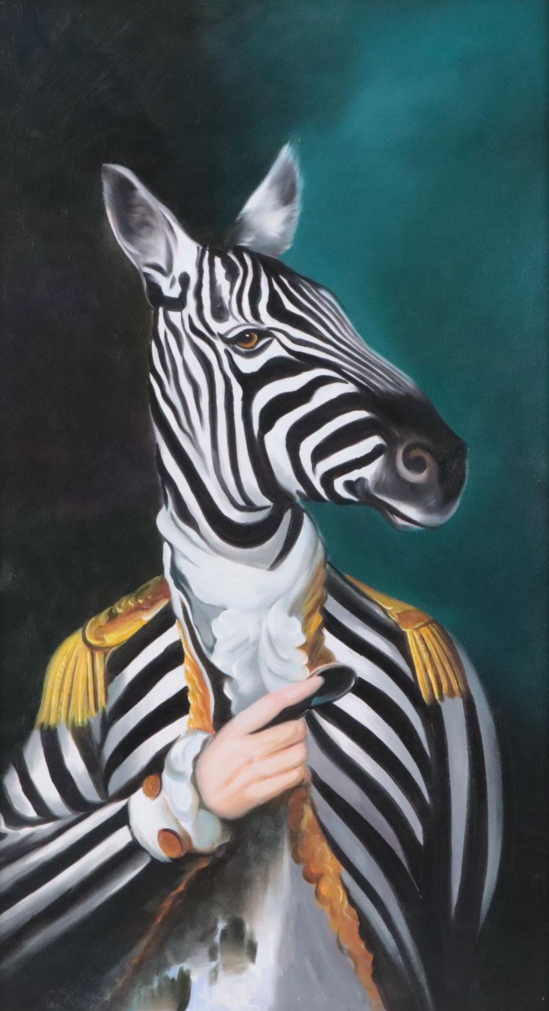 Oil Painting of Anthropomorphic Portrait of Zebra | EBTH