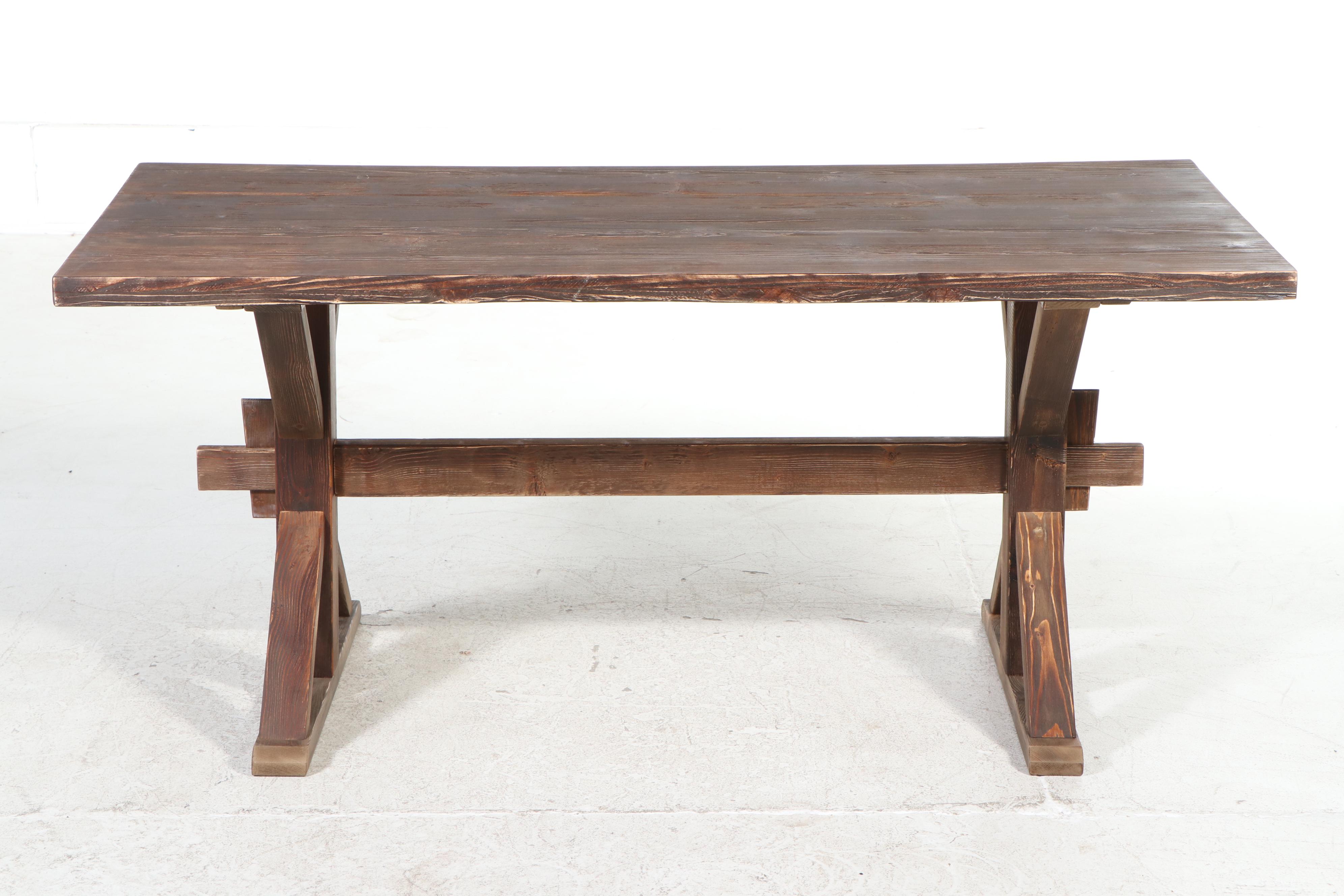 Rustic Pine Trestle-Base Dining Table | Everything But The House