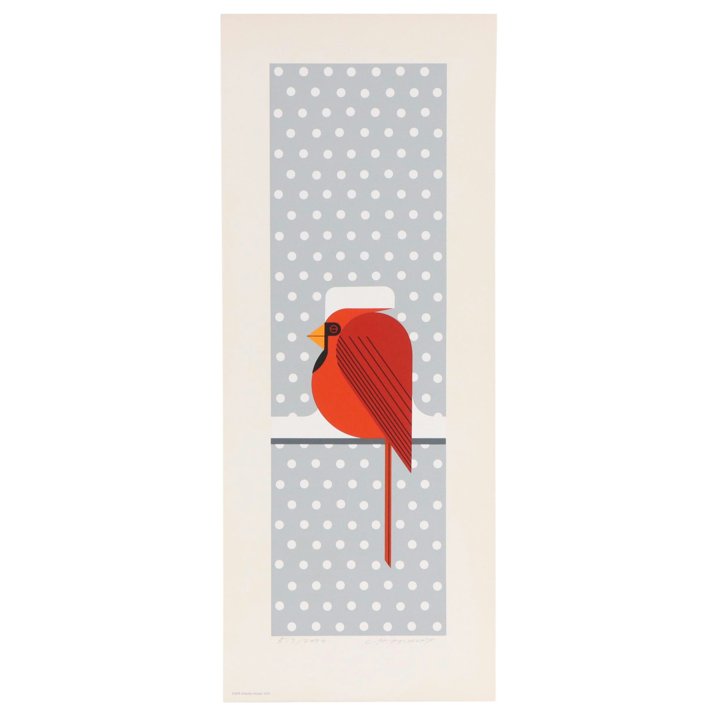 Charley Harper Serigraph "Cool Cardinal," 1974 | Everything But The House