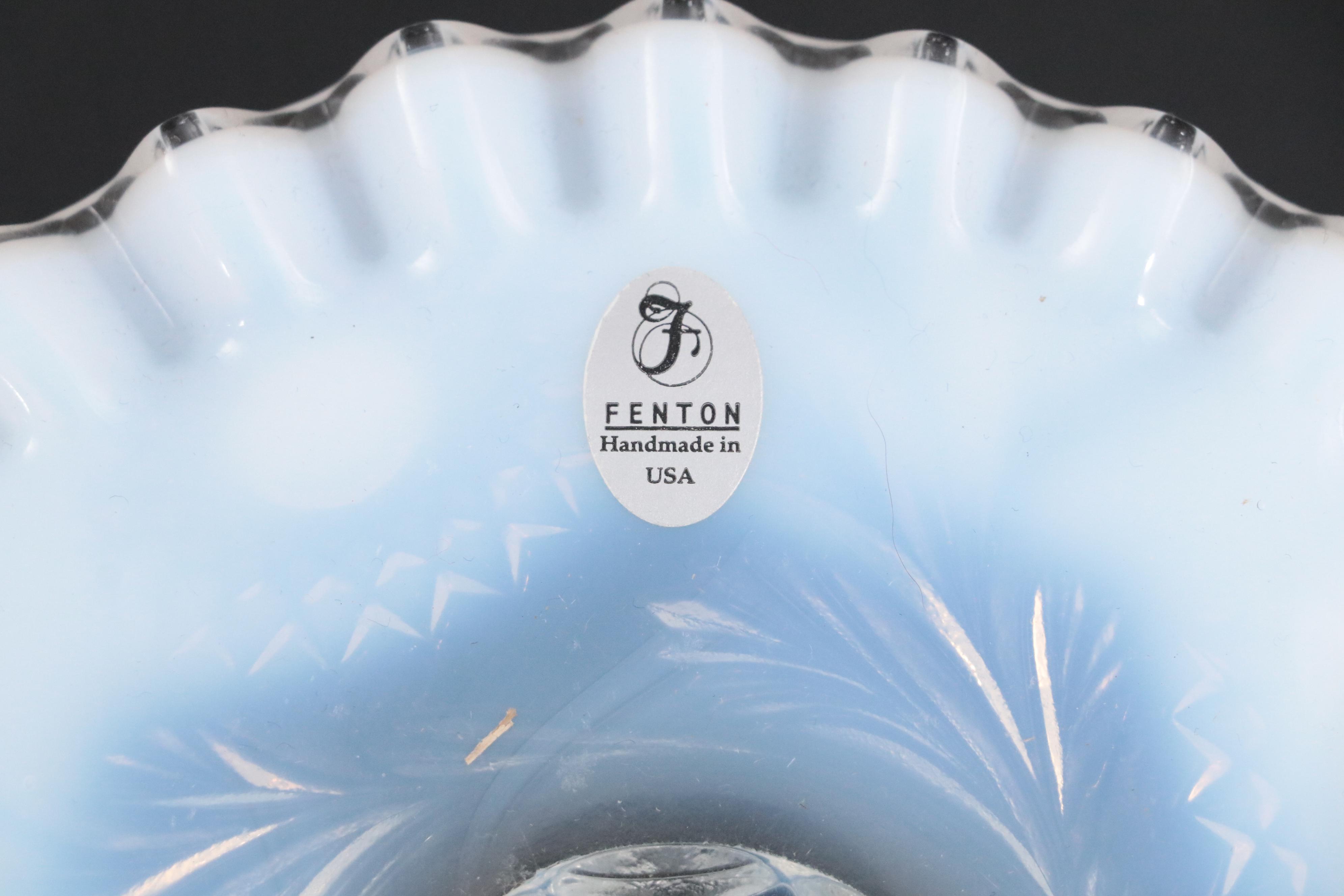 Fenton Opalescent Hobnail, Silver Crest, Ruffled and More Vases, Sign ...