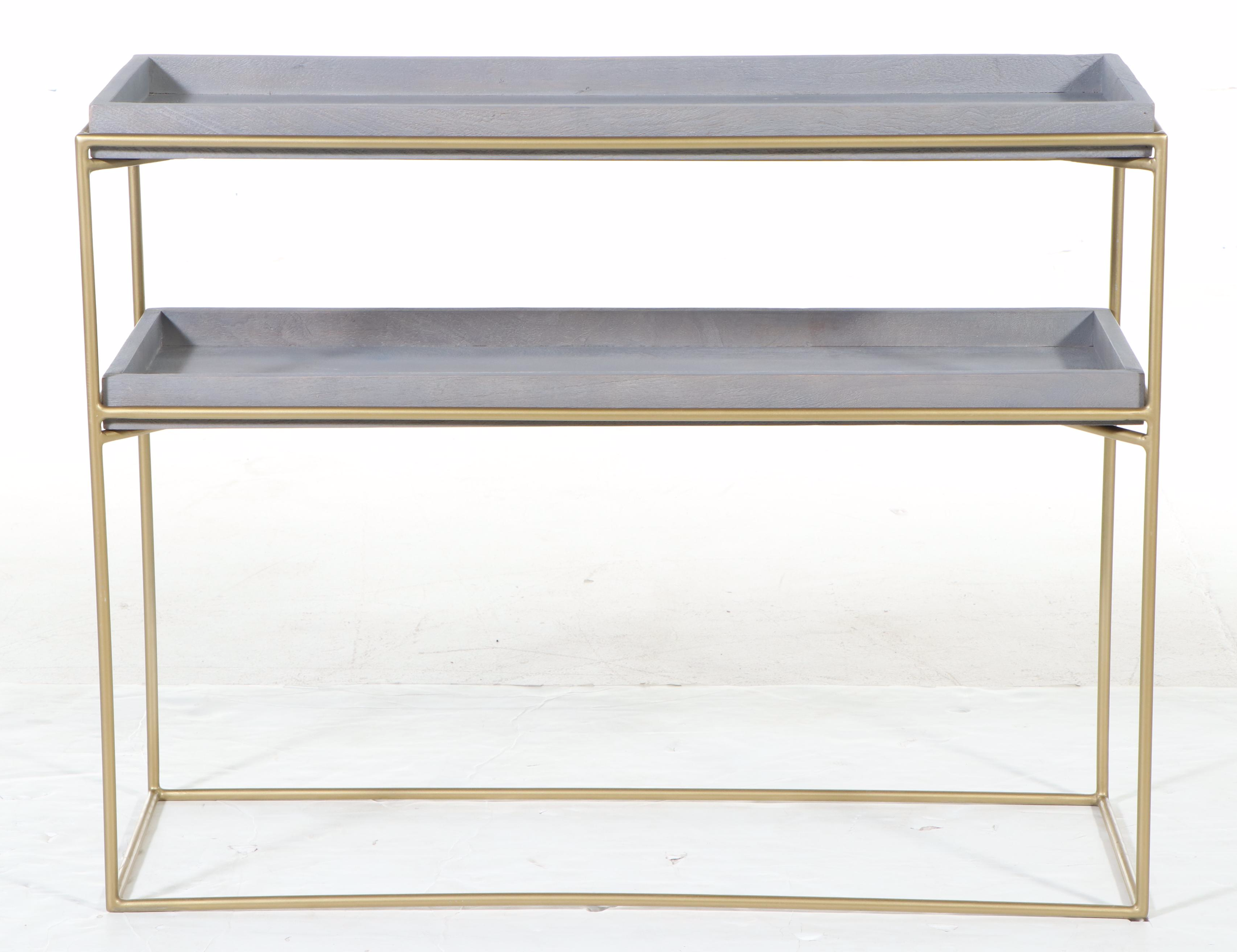 Hollywood Regency Style Metal and Wood Two-Tiered Console Table | EBTH