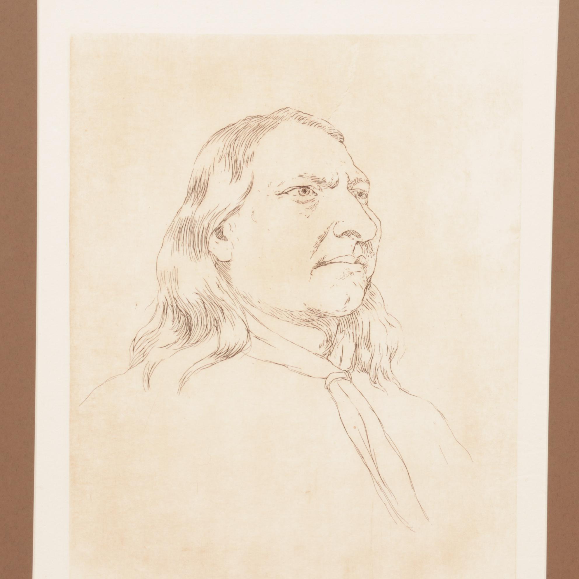 Etchings After Joseph Henry Sharp of a Native Americans Including ...