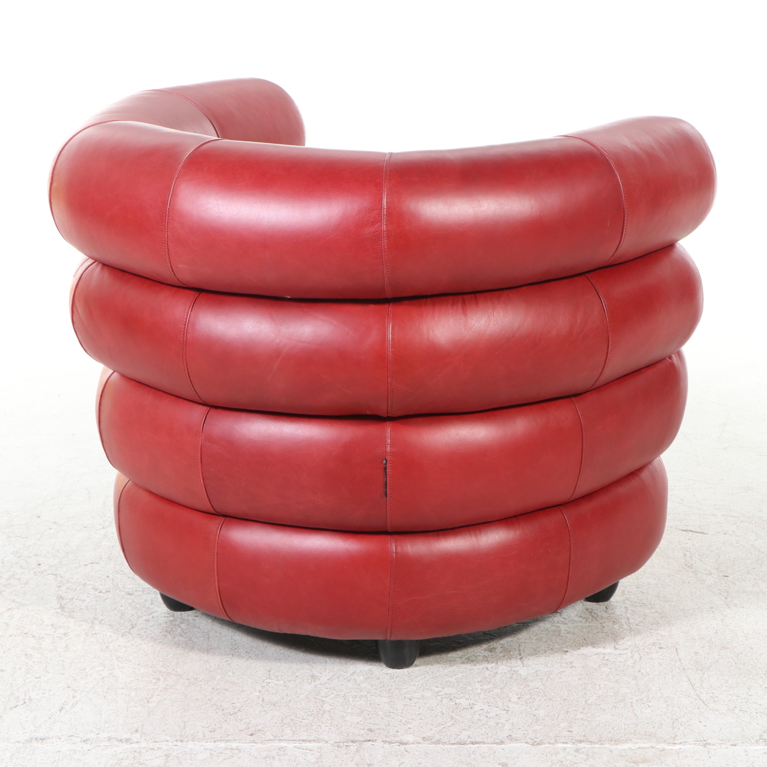 Modernist Style Red Leather Tub Chair, Manner of Eileen Gray's Bibendum ...