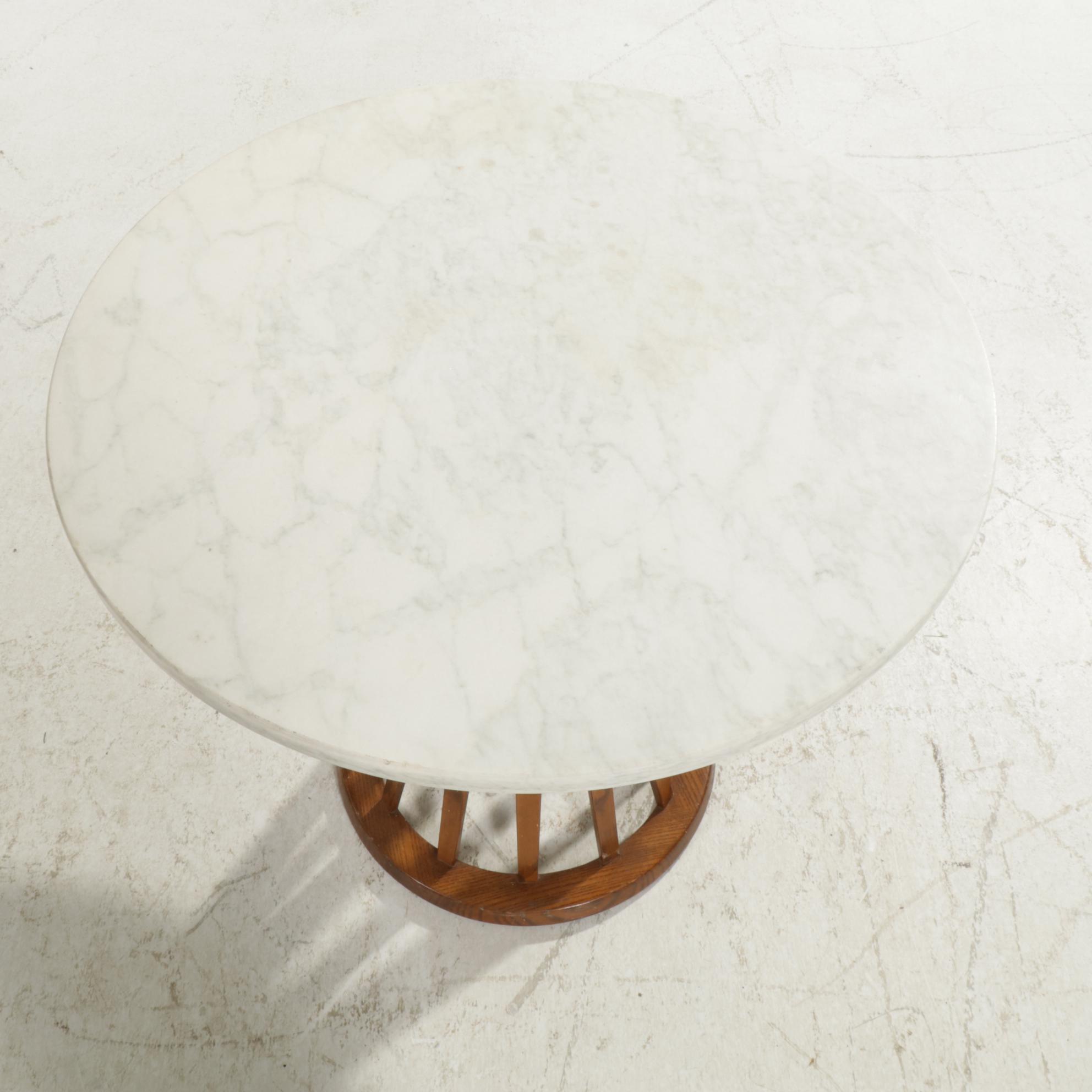 Edward Wormley for Dunbar Marble-Top Sheaf of Wheat Oak Side Table | EBTH