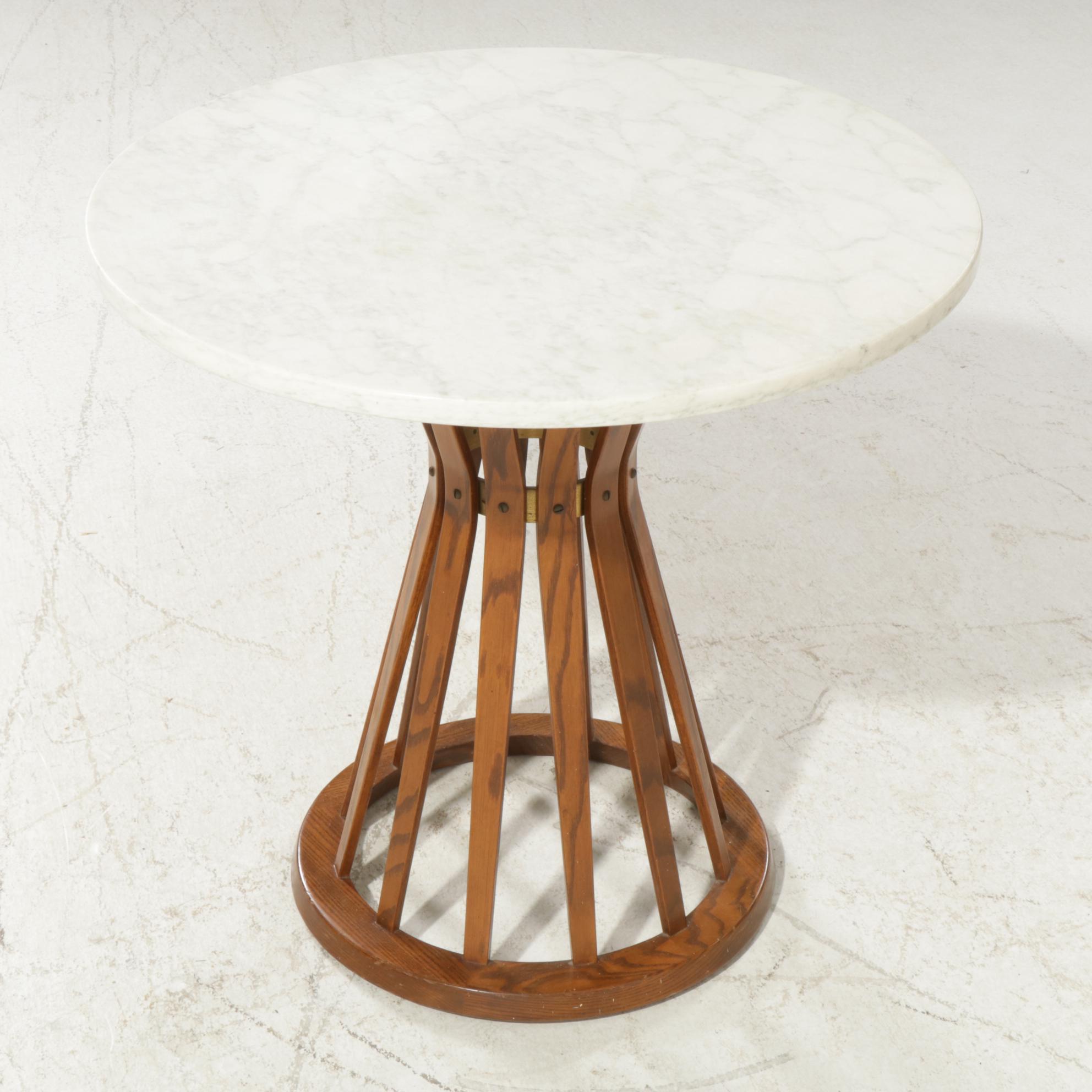Edward Wormley for Dunbar Marble-Top Sheaf of Wheat Oak Side Table ...