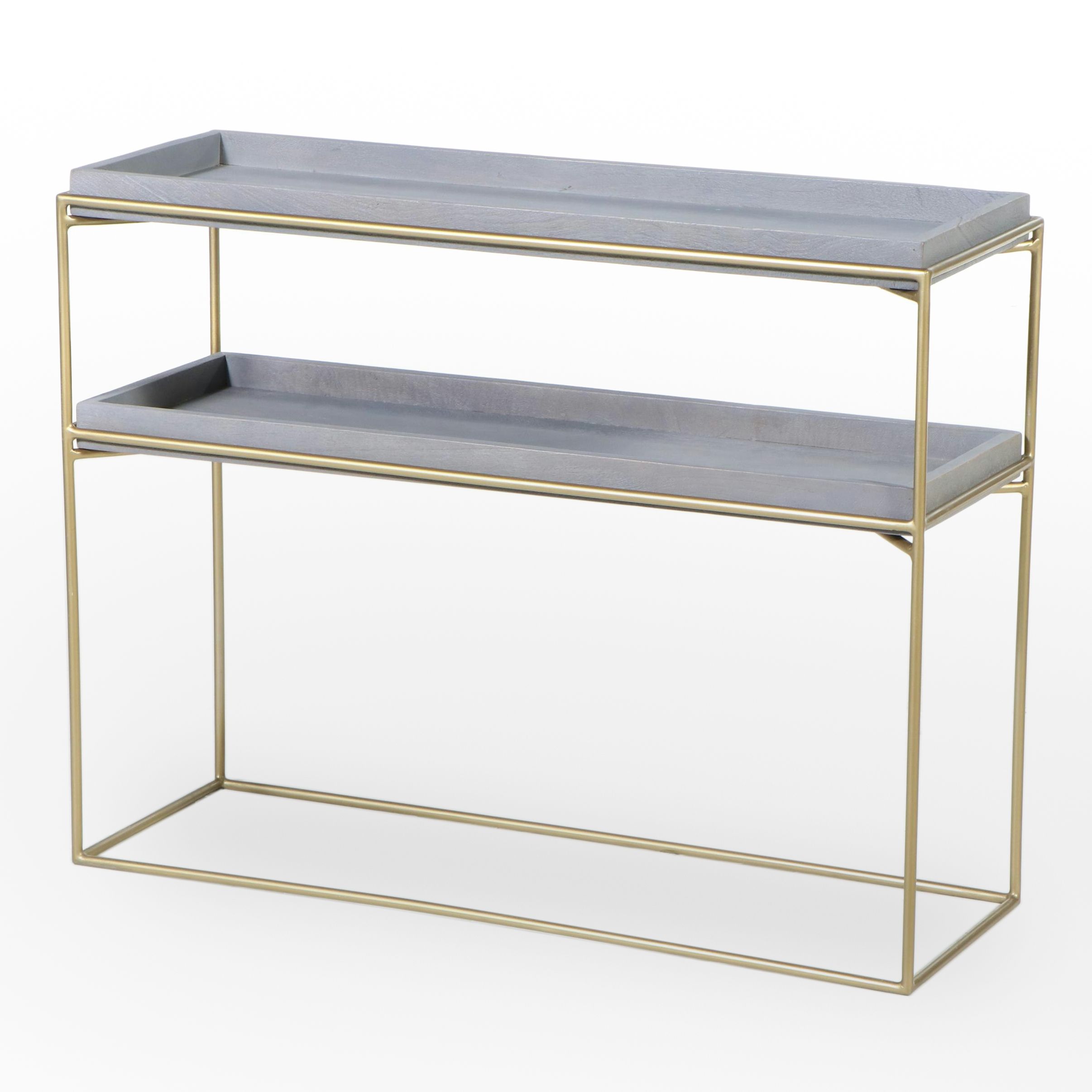Hollywood Regency Style Metal and Wood Two-Tiered Console Table | EBTH