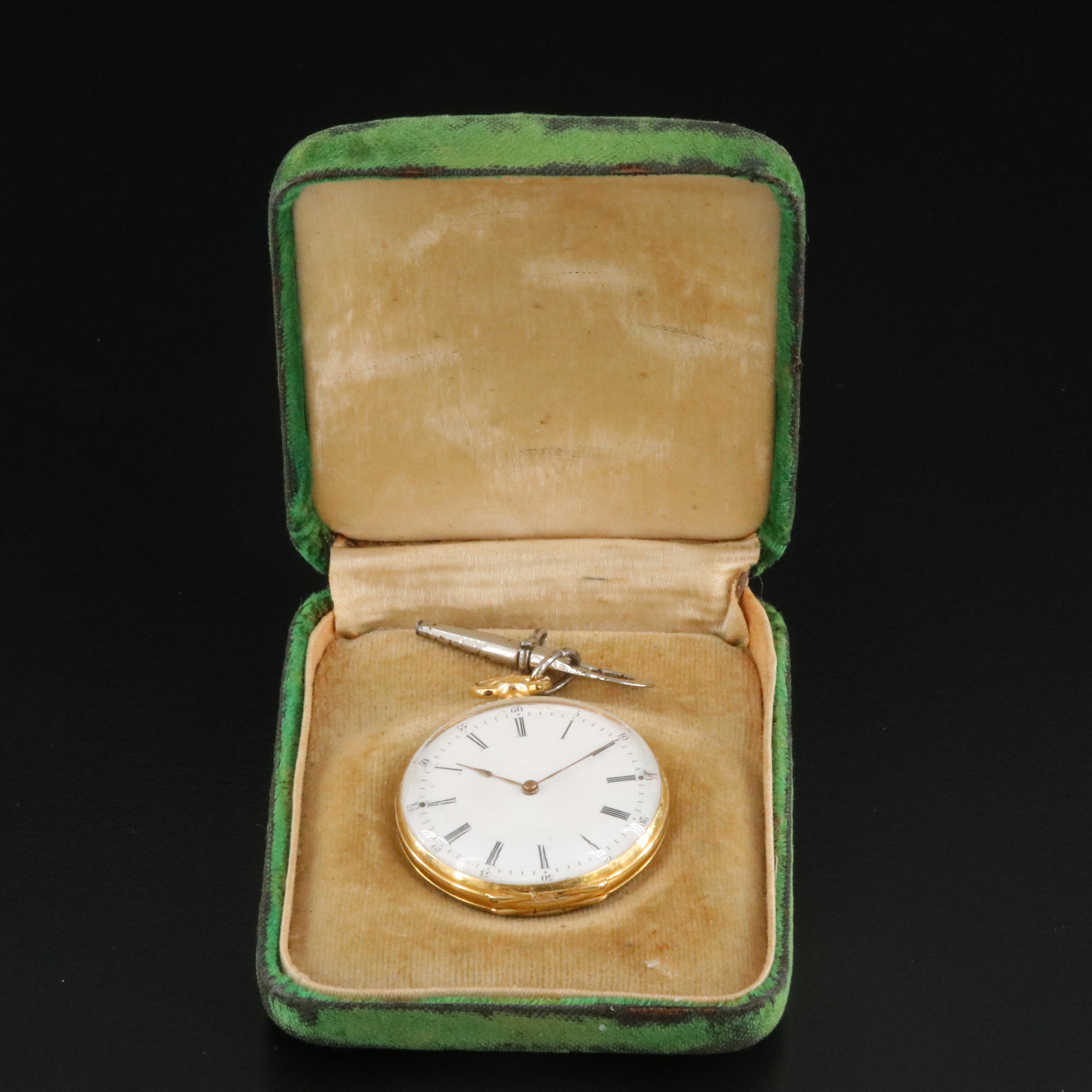 Antique 18K Key Wind and Set European Pocket Watch | EBTH