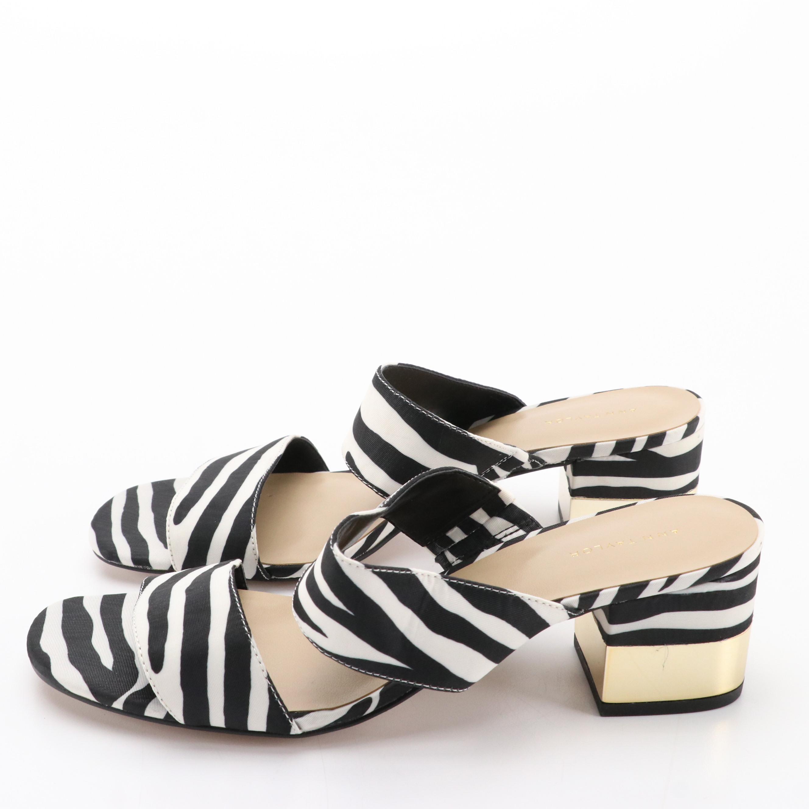Ann Taylor Zebra Print Slide Sandals | EBTH