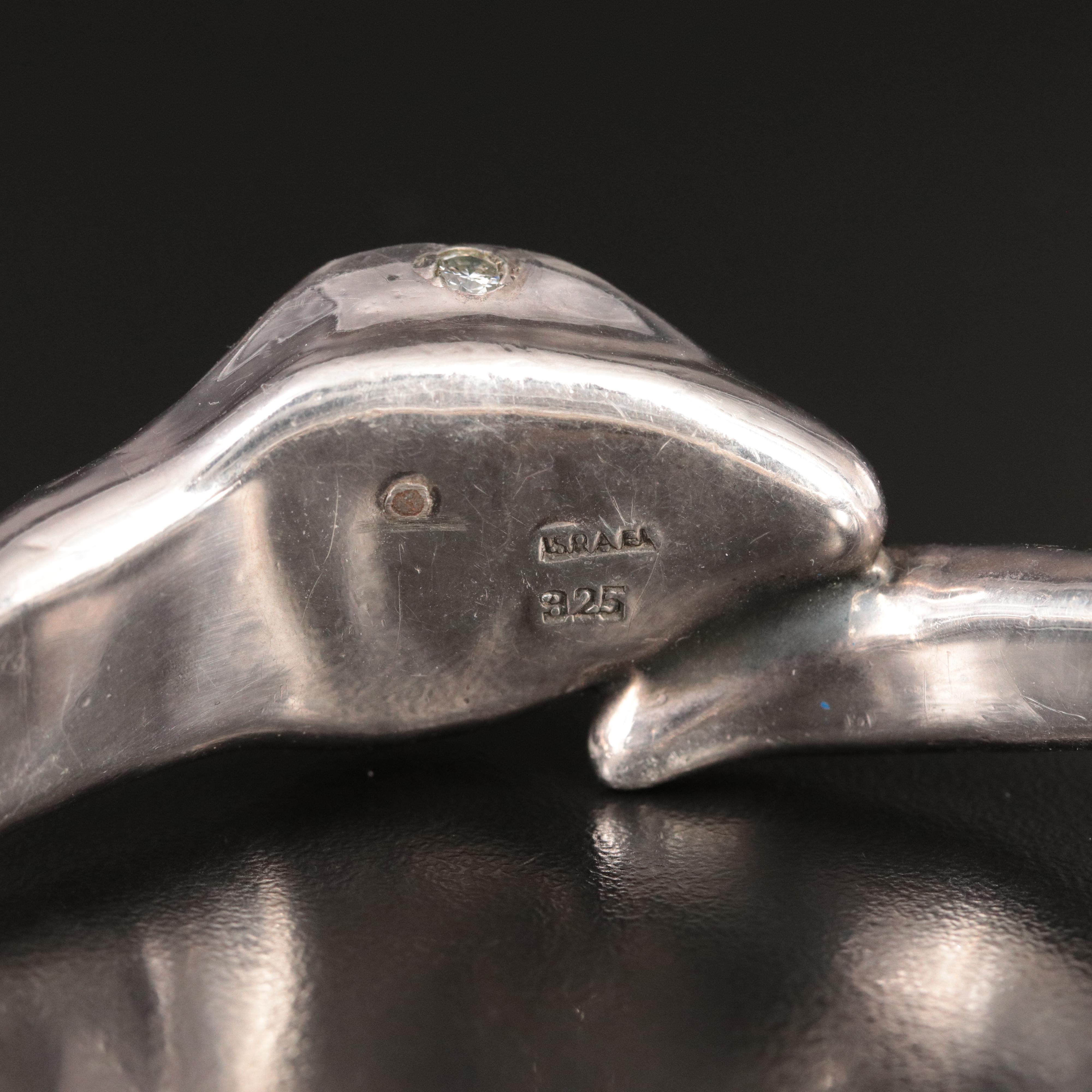 Israeli Sterling and Diamond Snake Bangle | EBTH