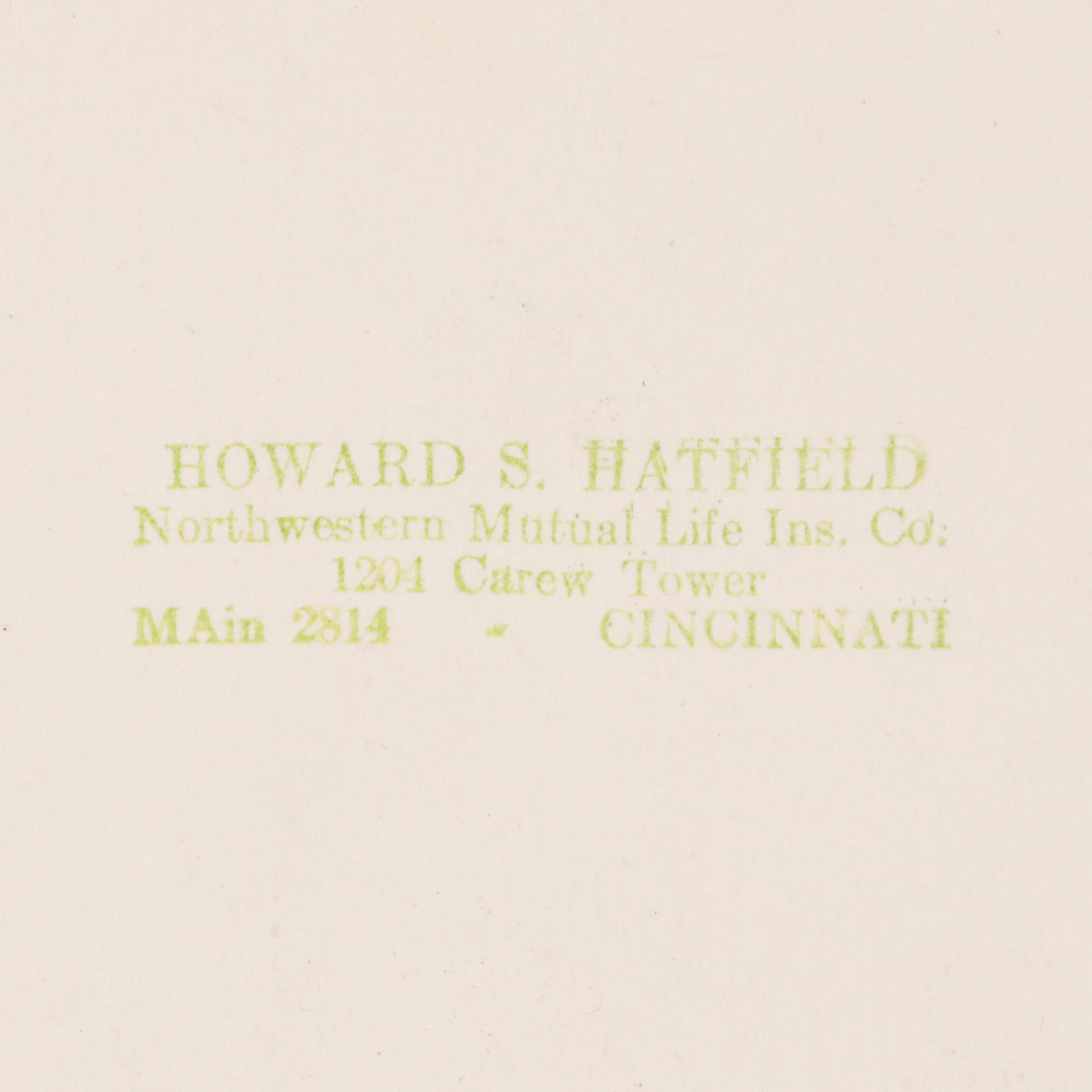 Howard S. Hatfield Cincinnati Crosley Field Baseball Postcard, Circa ...