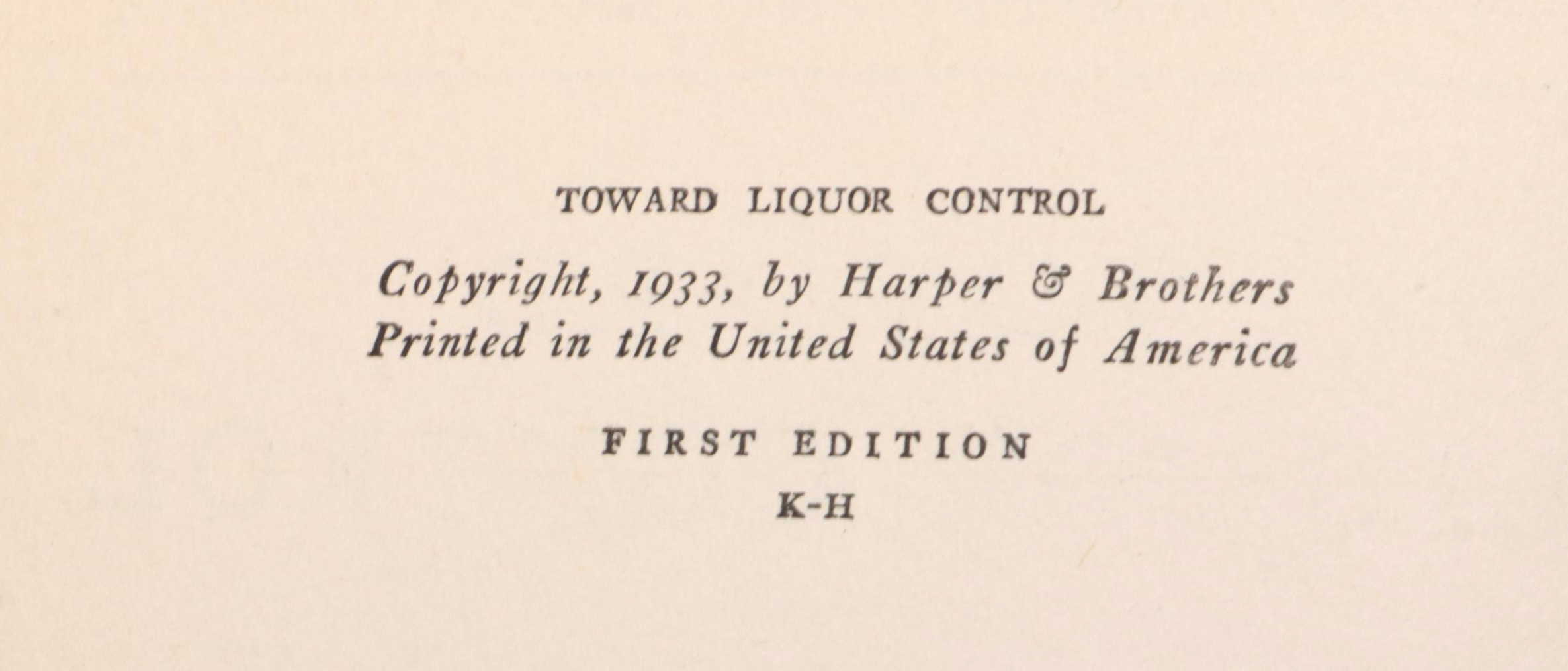 First Edition "Toward Liquor Control" with More Nonfiction Books | EBTH