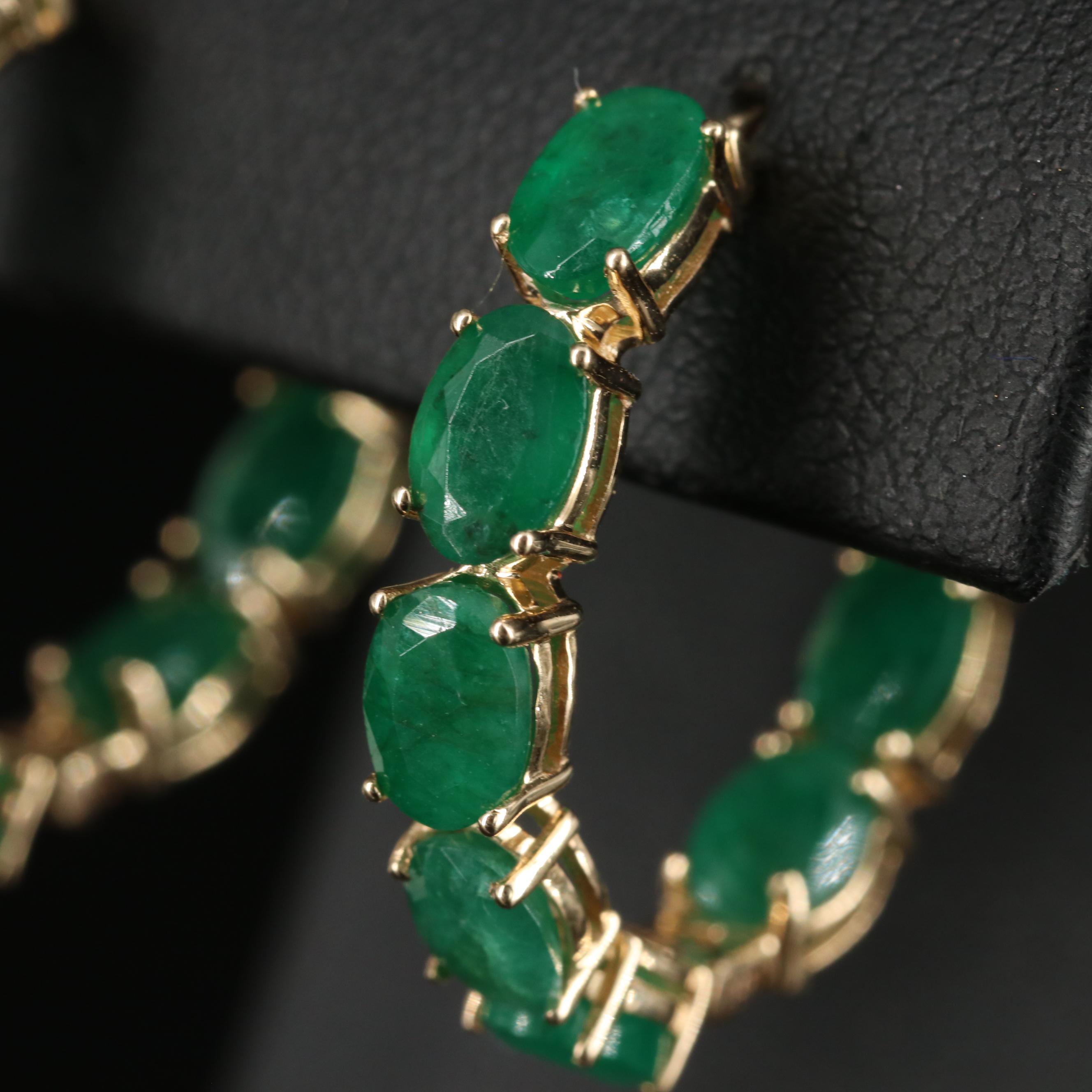 14K Emerald Inside-Out Hoop Earrings | Everything But The House