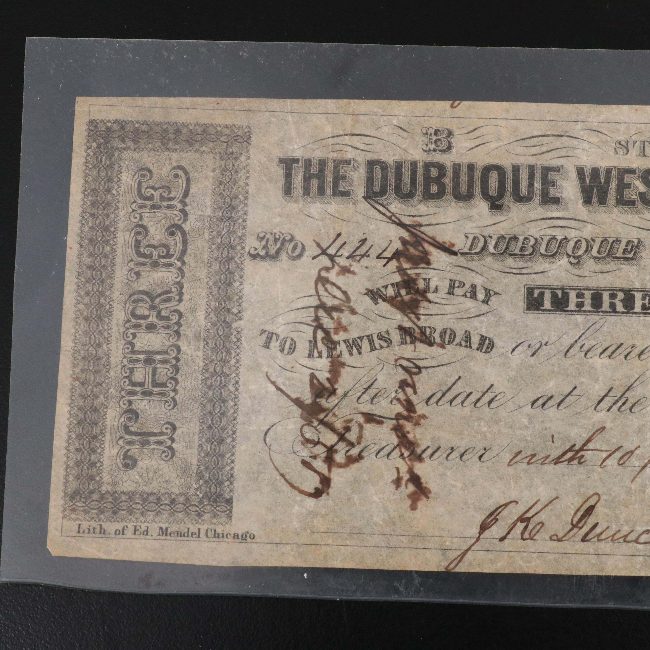 Four Obsolete Bank Notes From Iowa and Nebraska All Before the Civil ...