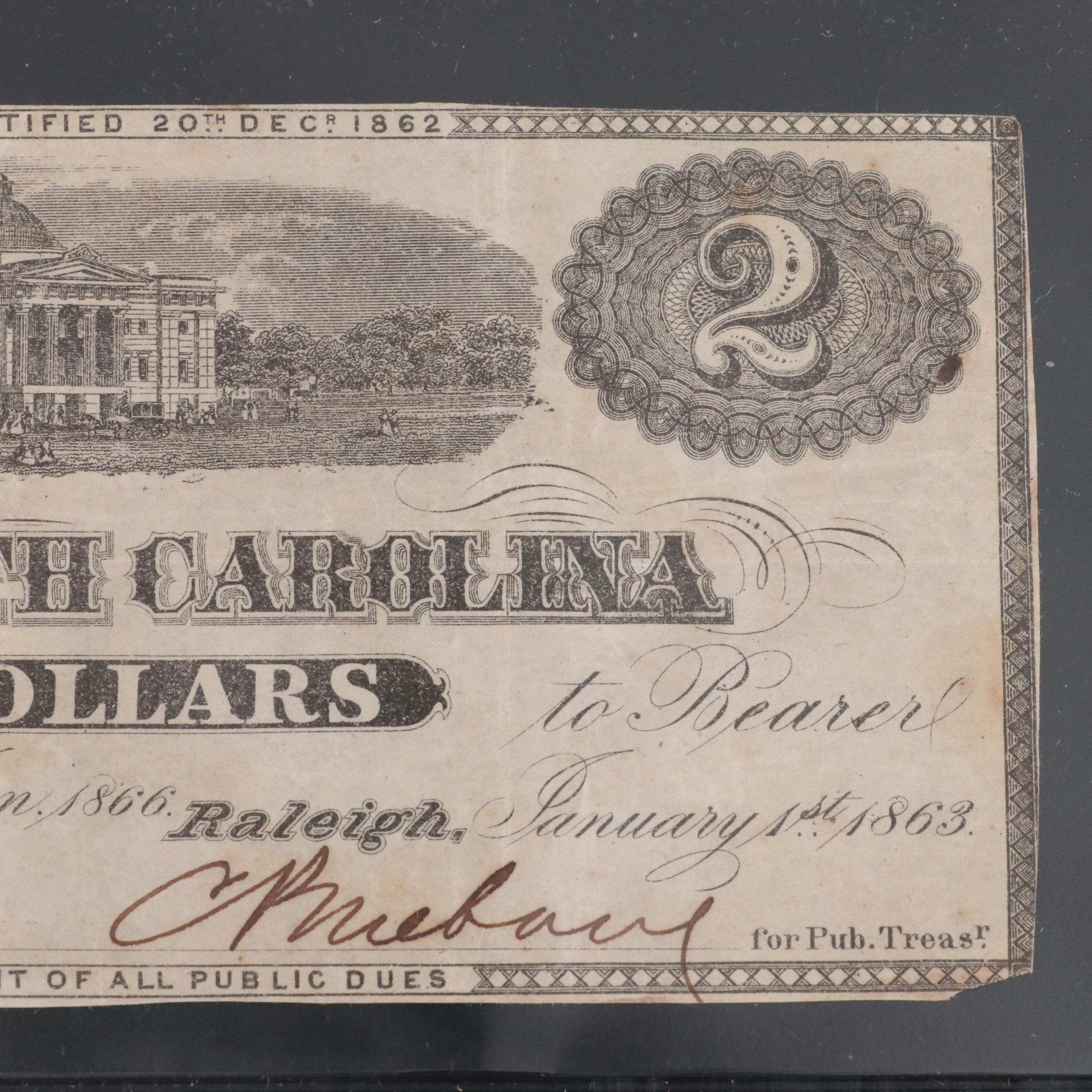 Collection of Five Civil War Era, North Carolina Obsolete Bank Notes | EBTH