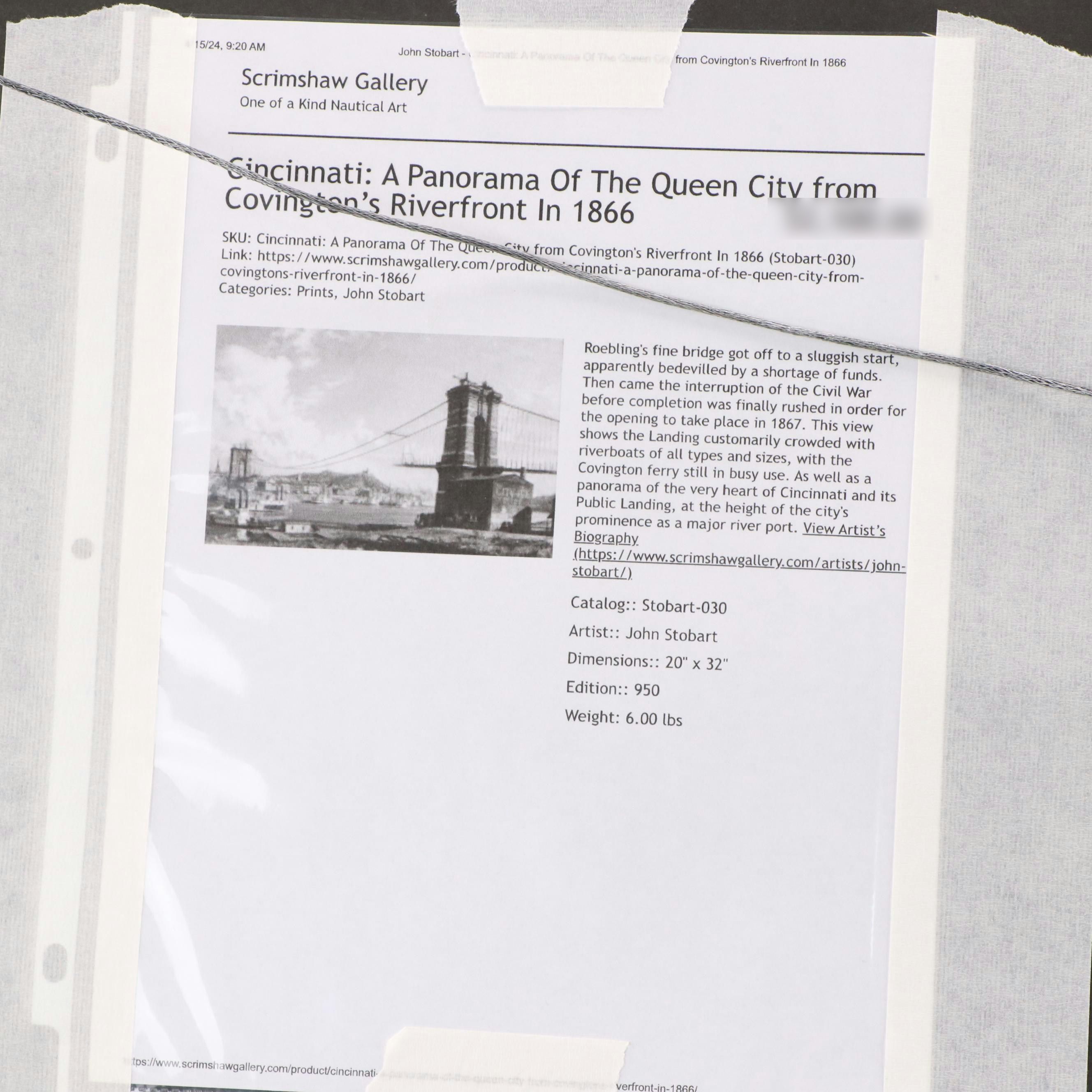 John Stobart Offset Lithograph "Cincinnati," 1990 | EBTH