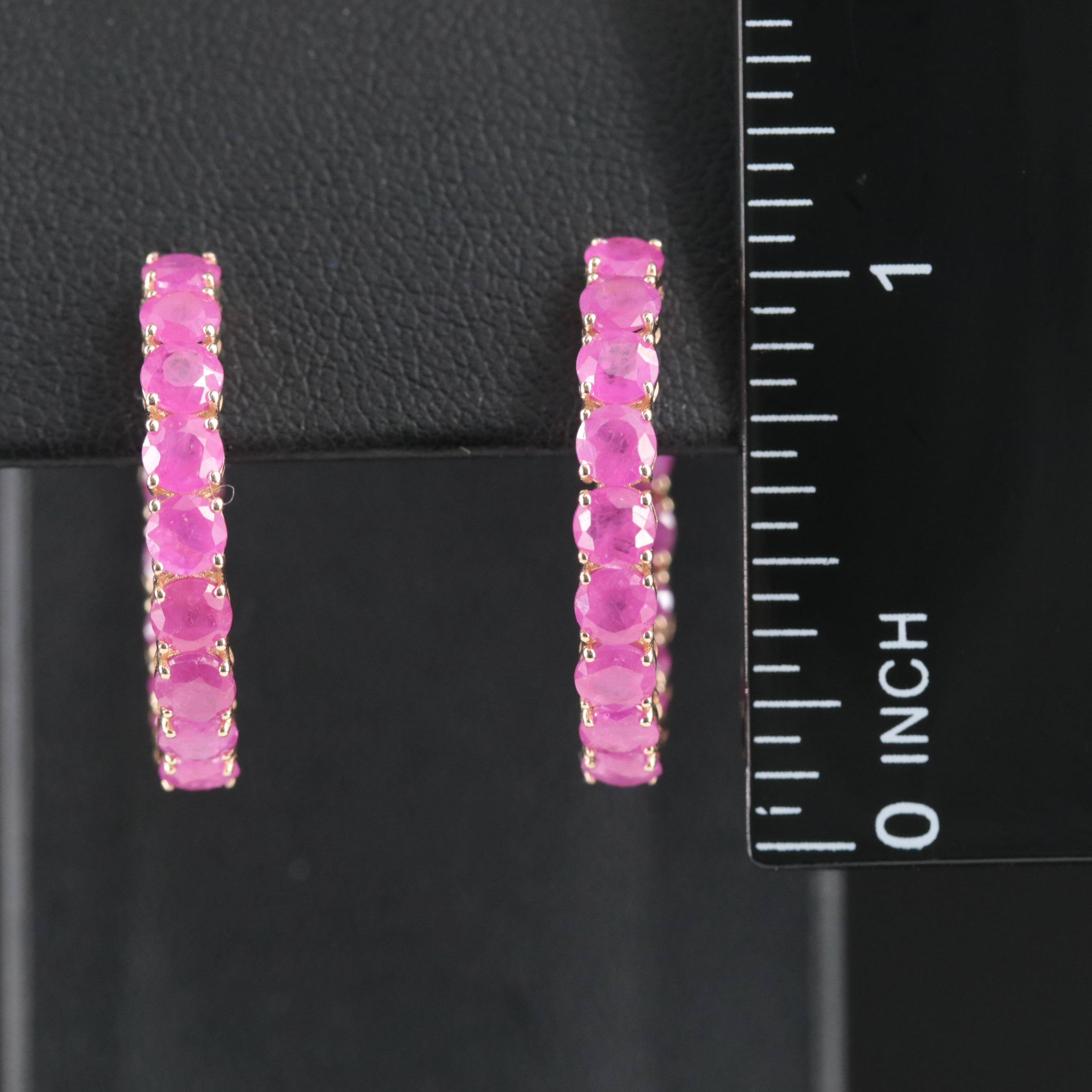 14K Ruby Inside-Out Hoop Earrings | EBTH