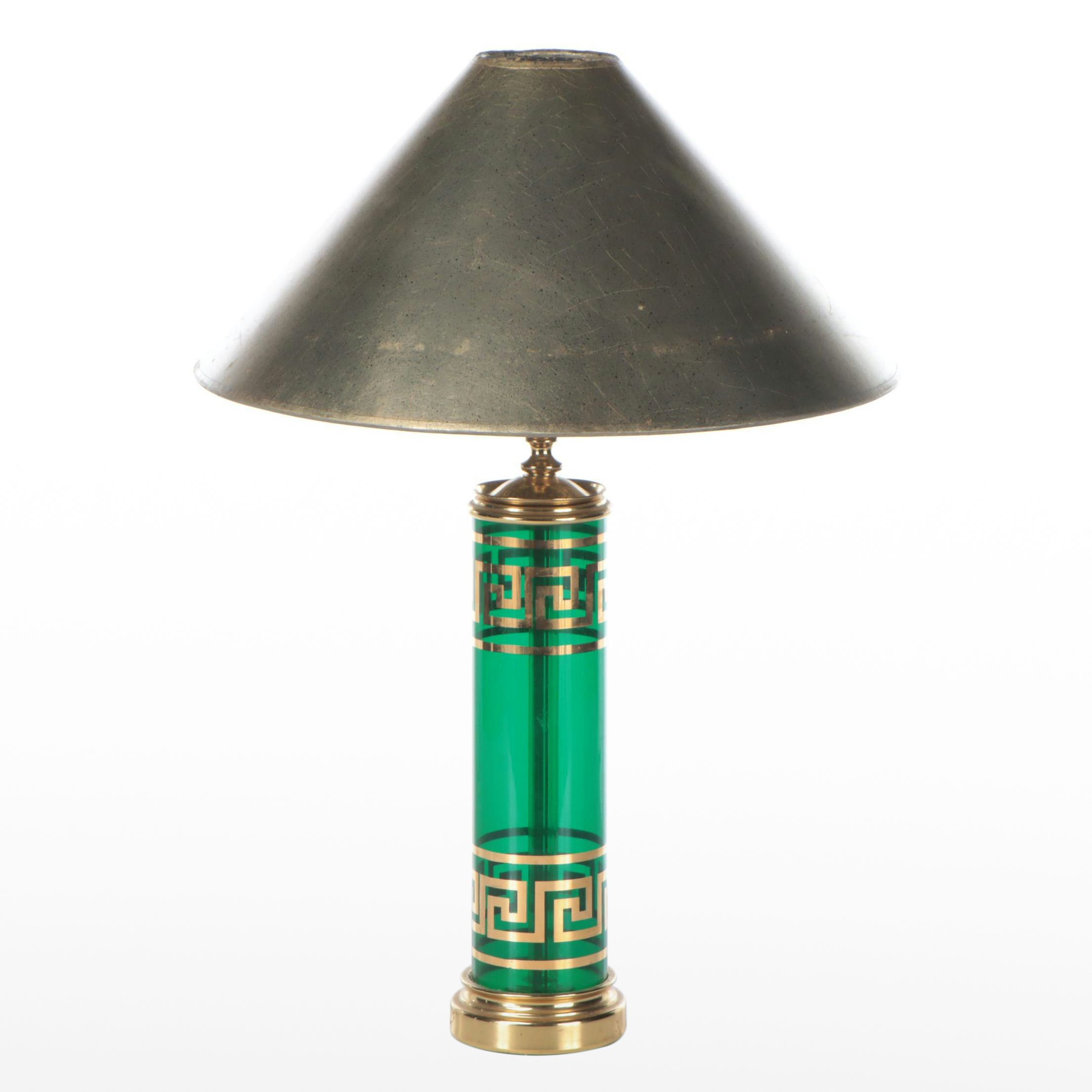 Gilt Greek Key Glass and Brass Table Lamp | Everything But The House