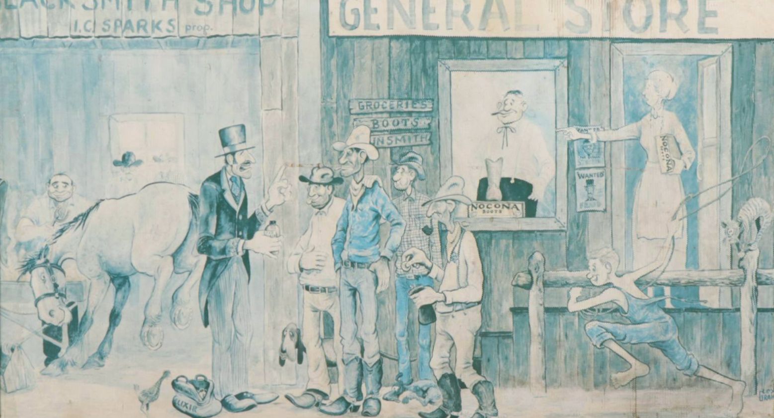 Lex Graham Nocona Boots Advertising Poster in Pine Frame, 1960s | EBTH