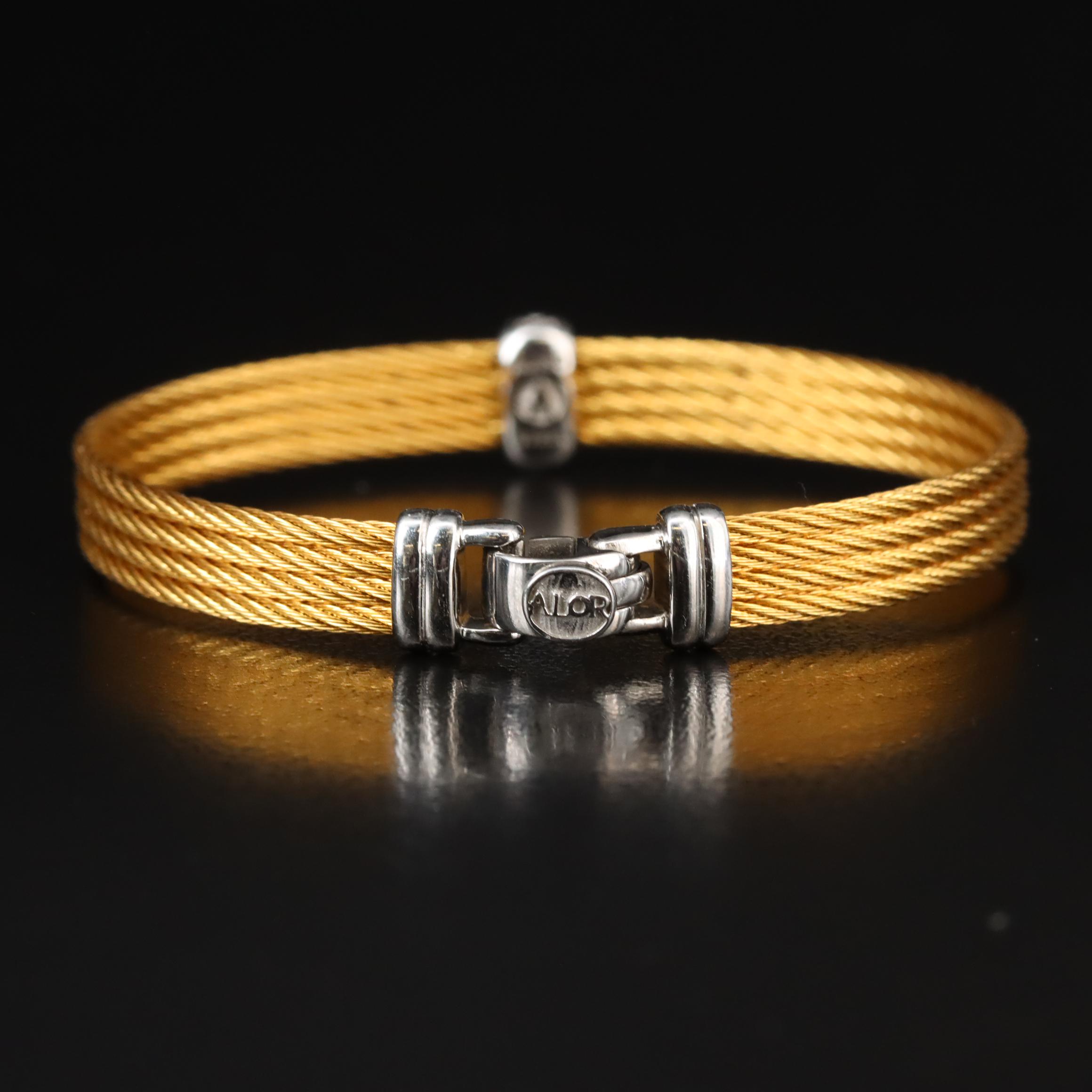 Alor Stainless Steel Cable Bracelet with 18K Diamond Accent | EBTH