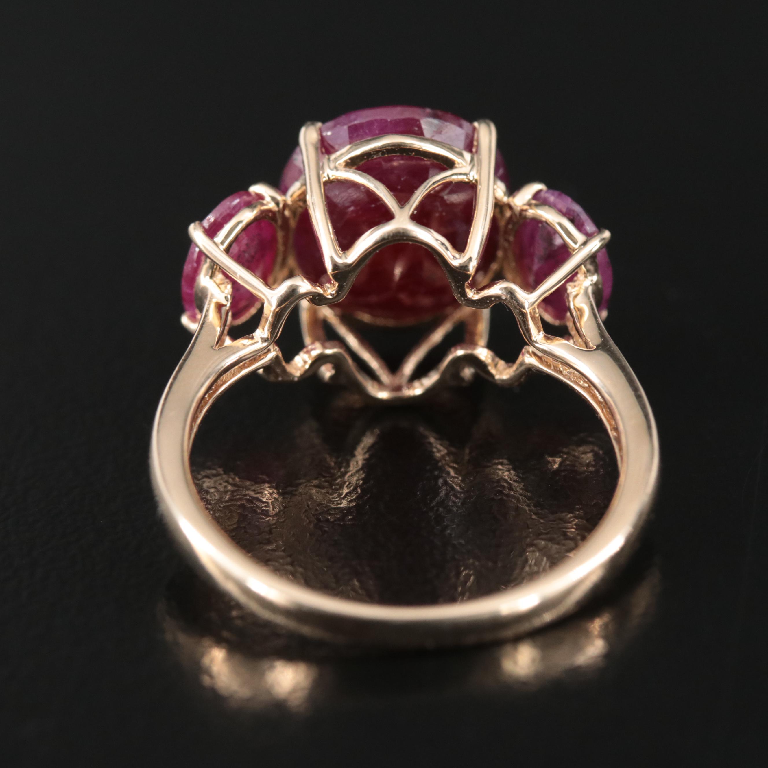 14K Filled Corundum Three Stone Ring | EBTH