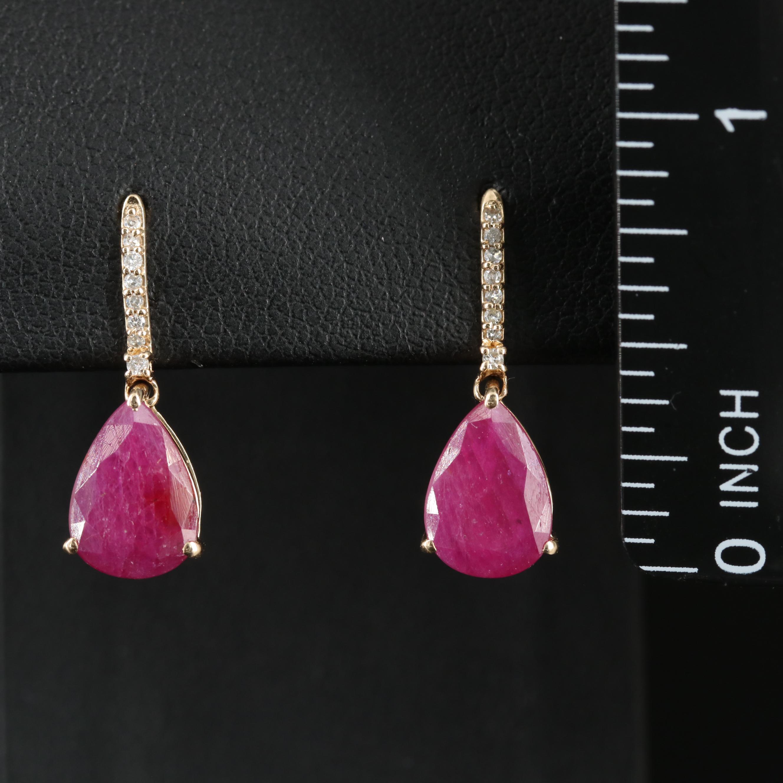 14K Ruby and Diamond Earrings | EBTH