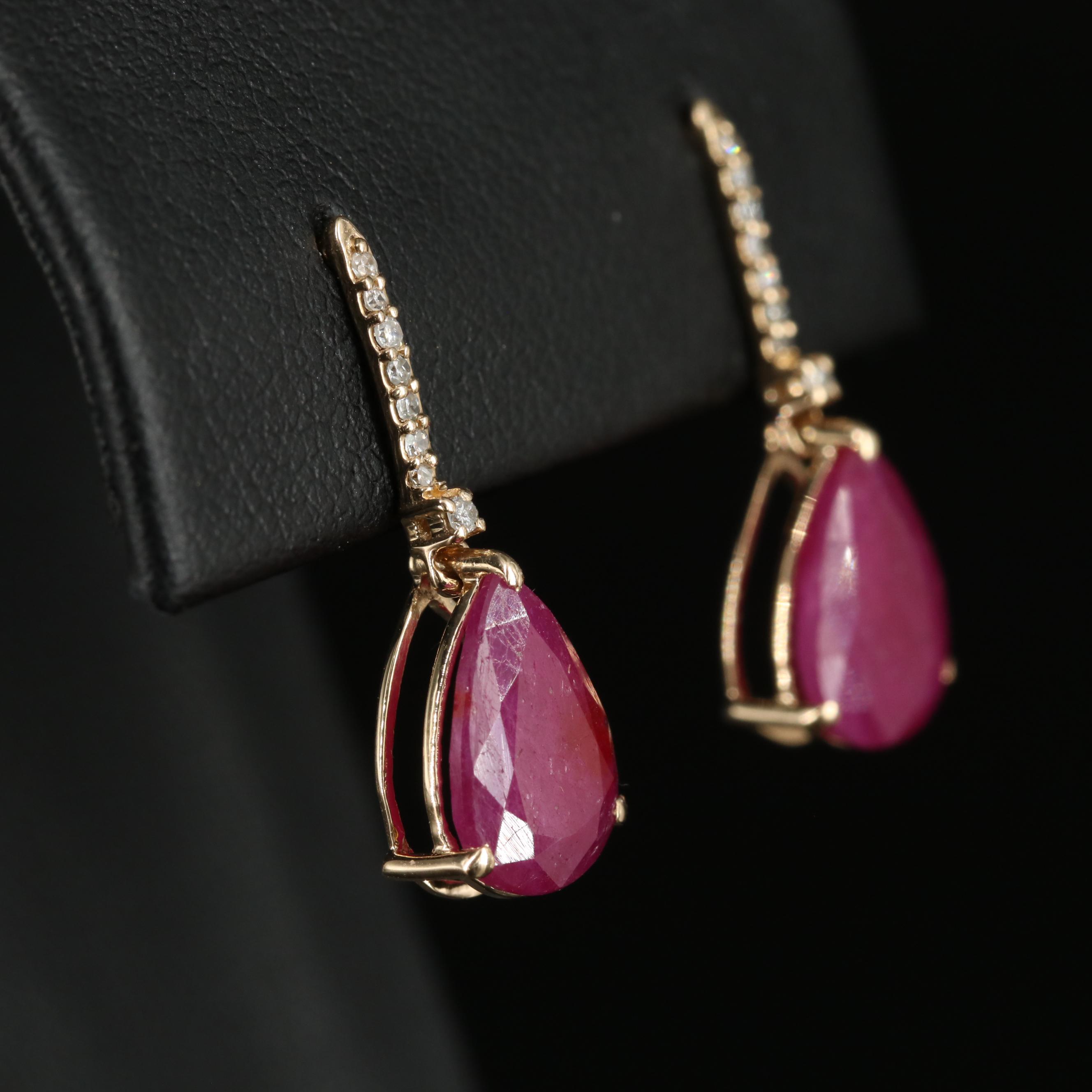 14K Ruby and Diamond Earrings | EBTH