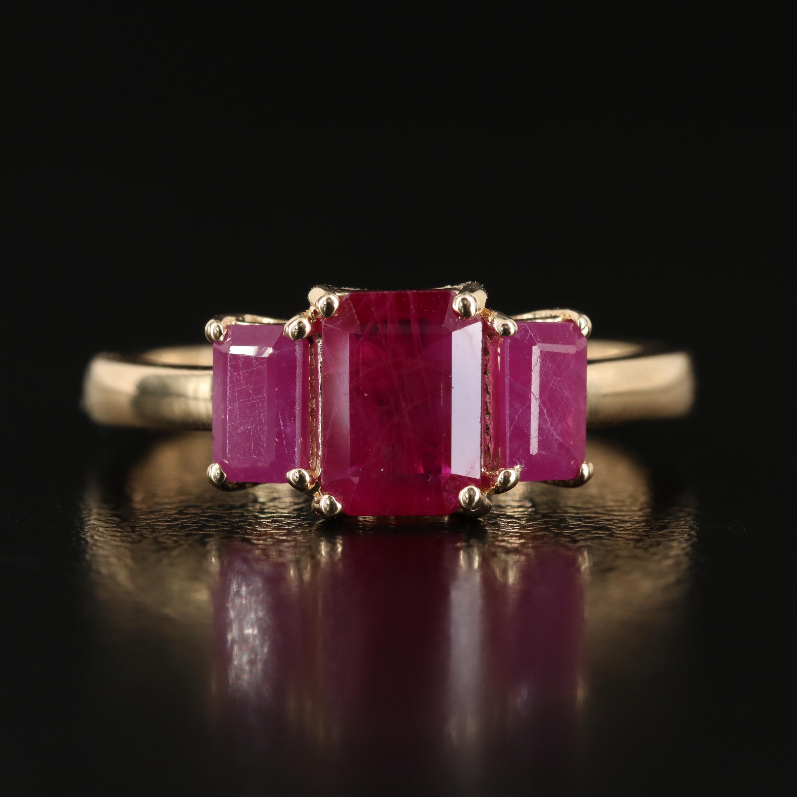 14K Ruby Three Stone Ring | Everything But The House