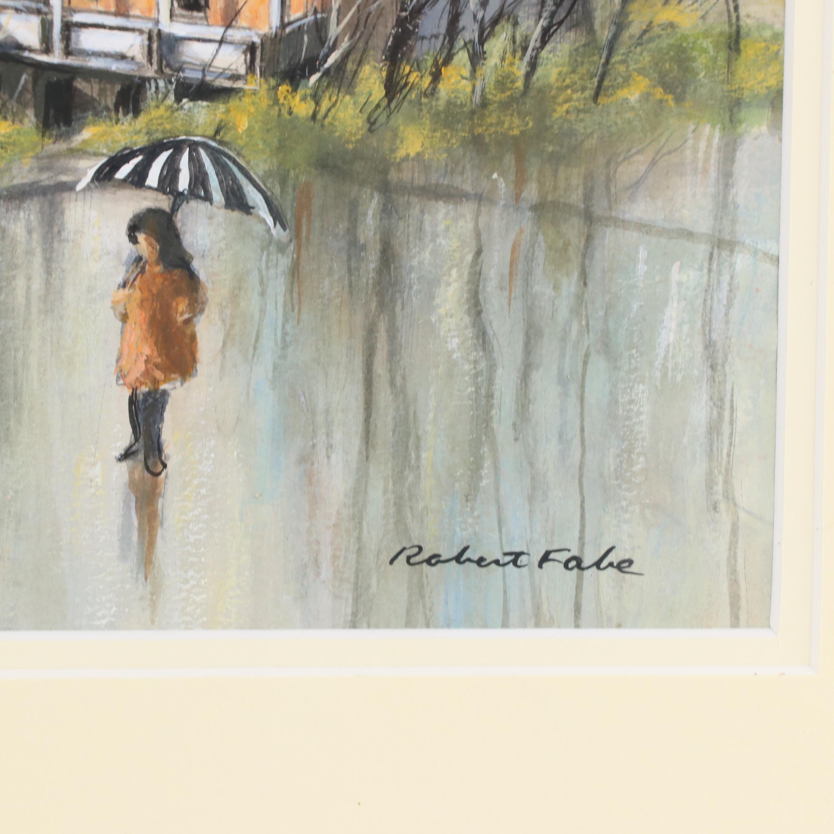 Robert Fabe Watercolor Painting of Figures in Street Scene | Everything ...