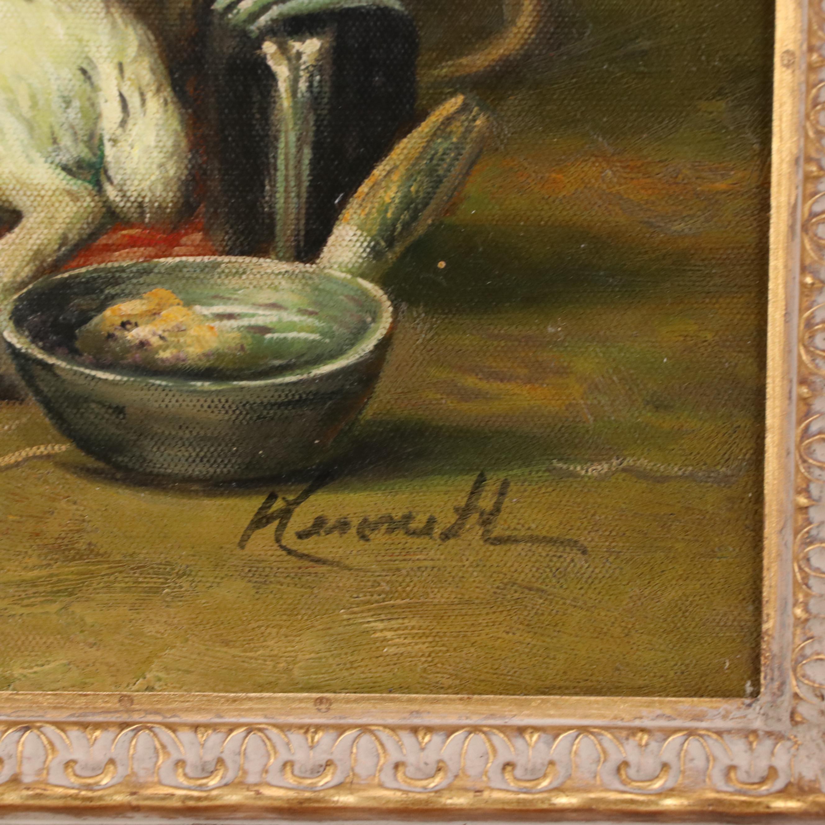 Still Life Oil Painting of Dogs in Barn | EBTH