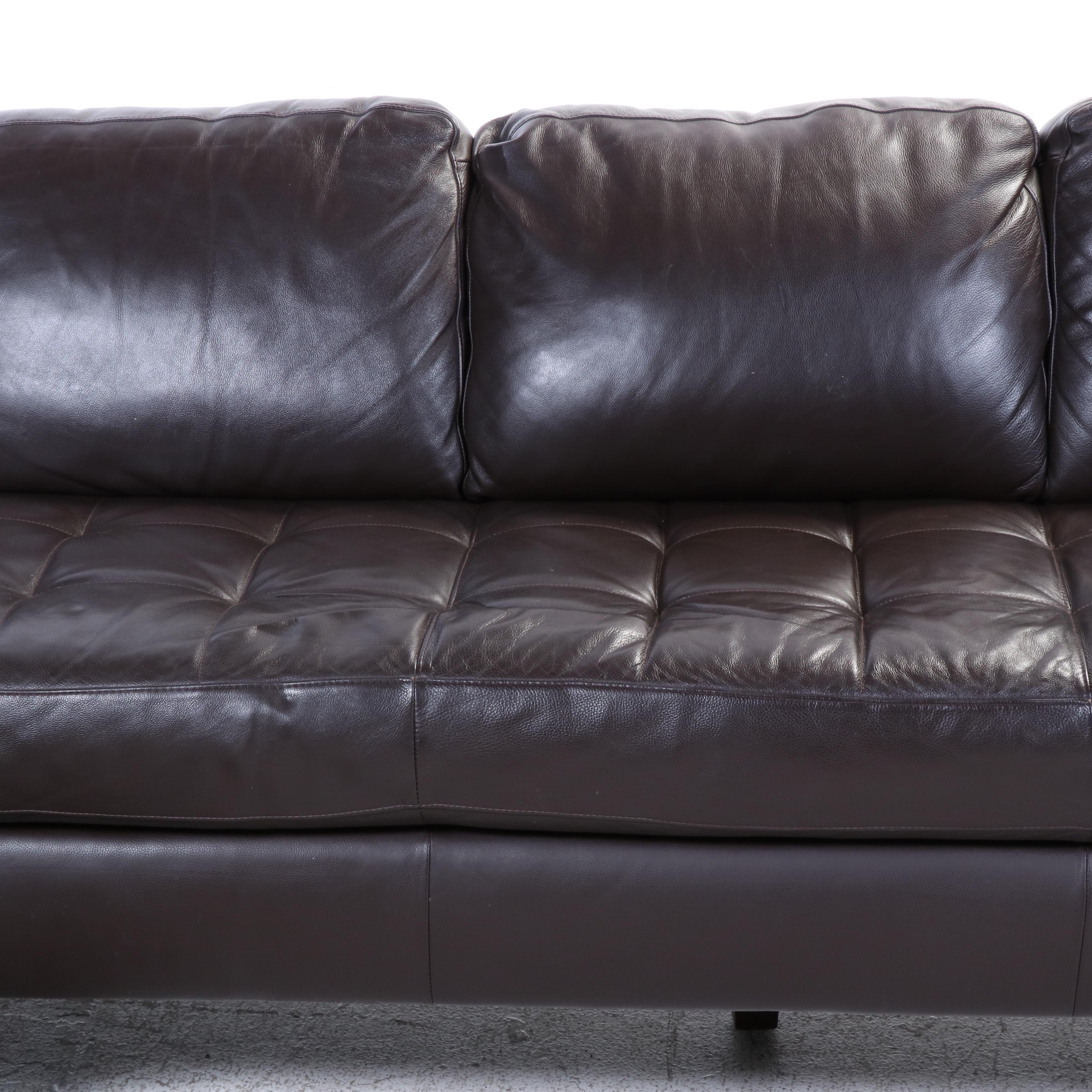 Two-Piece Italsofa Modernist Style Brown Leather Sectional Sofa ...