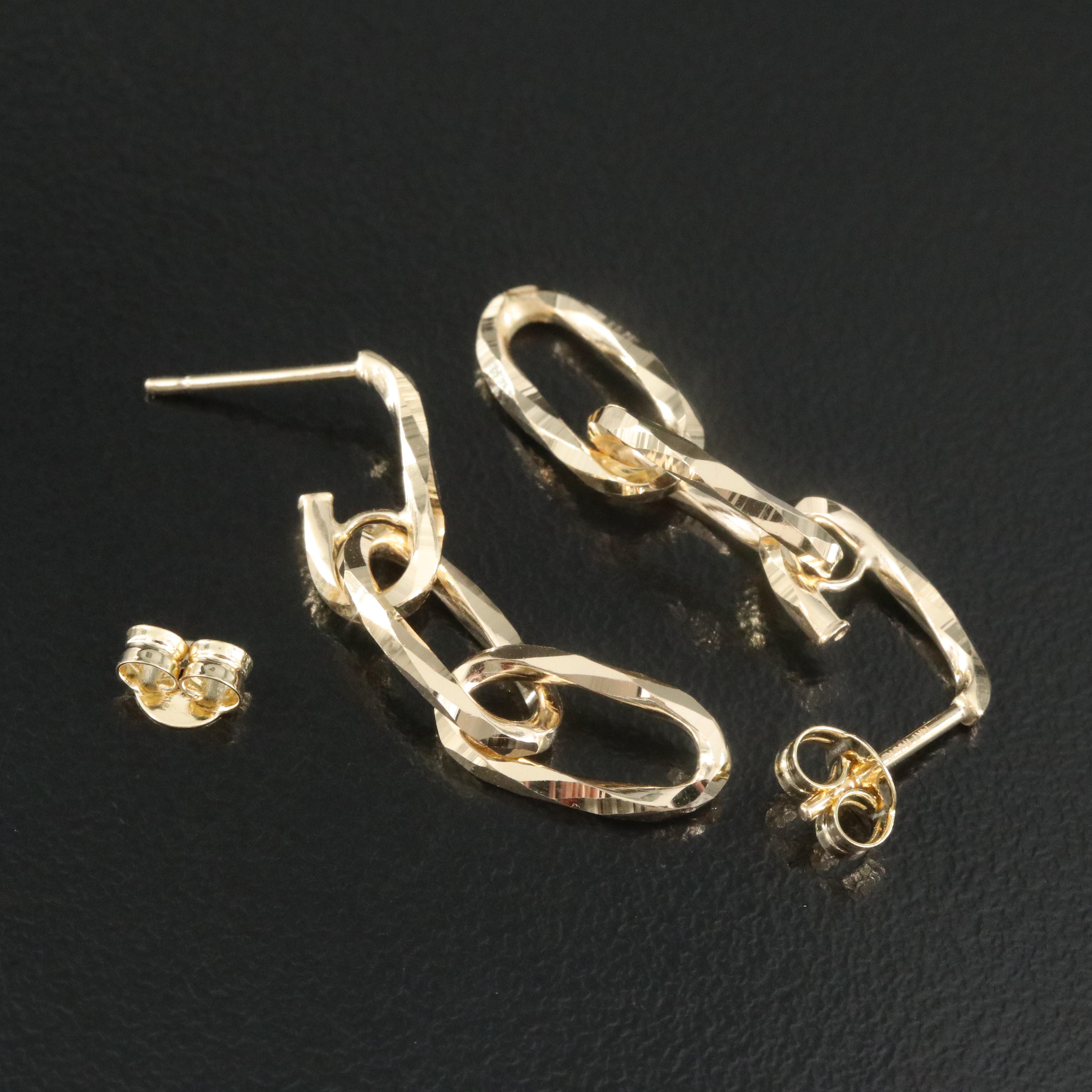 14K Faceted Link Dangle Earrings | EBTH